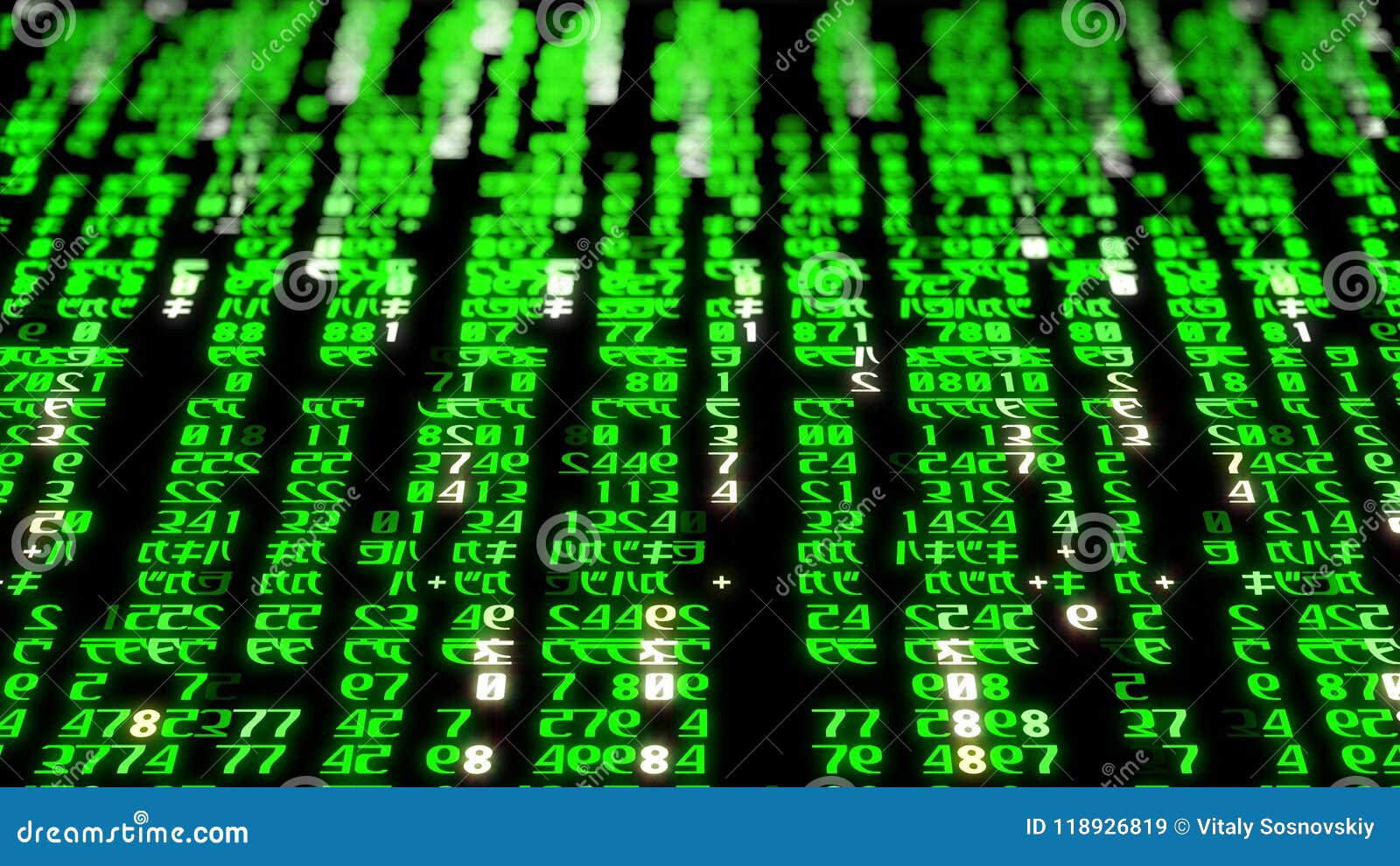 3D Rendering of Abstract Blocks of Matrix Code Located in the Virtual ...