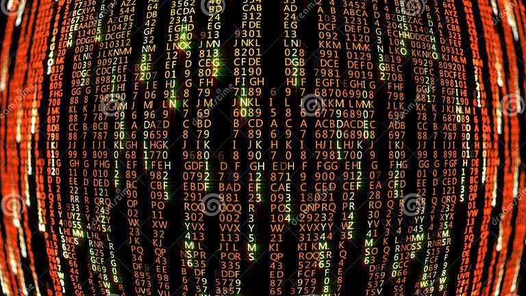 3D Rendering of Abstract Blocks of Matrix Code Located in the Virtual ...