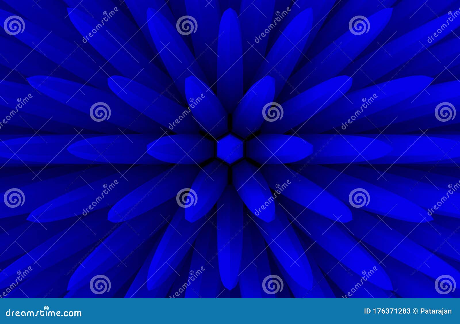 3d Rendering. Abstract Blue Extrude Geometry Bar in Blooming Flower ...