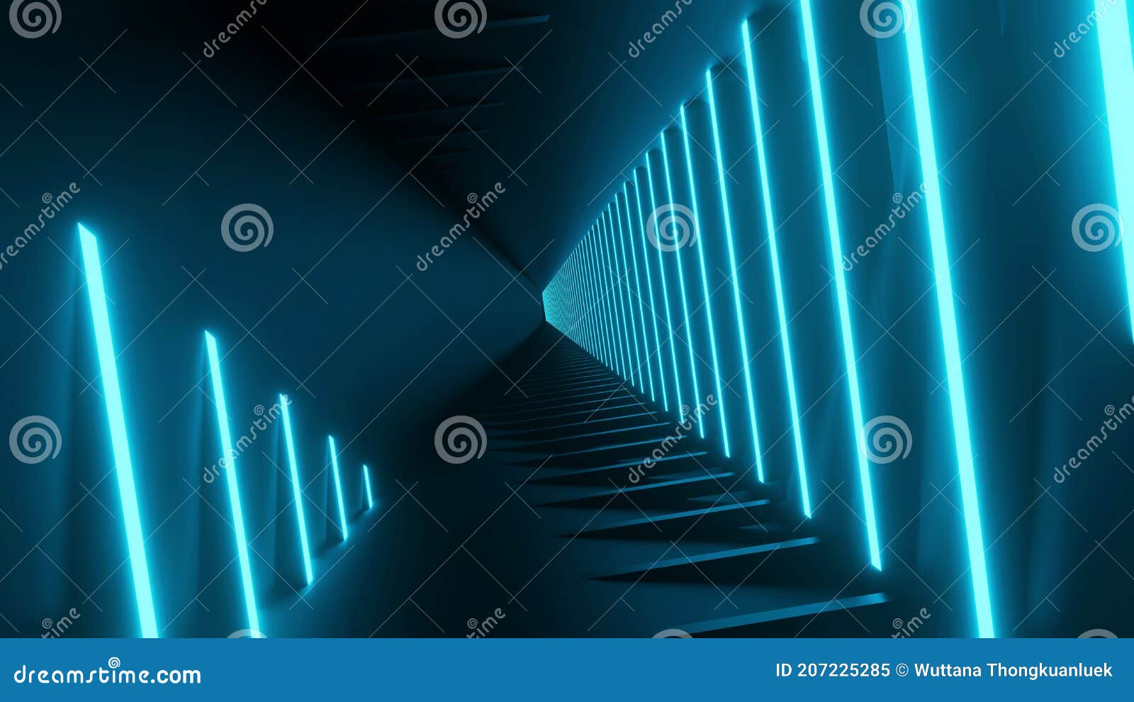 3D Rendering Abstract Blue Neon Black Background Illustration Stock ...