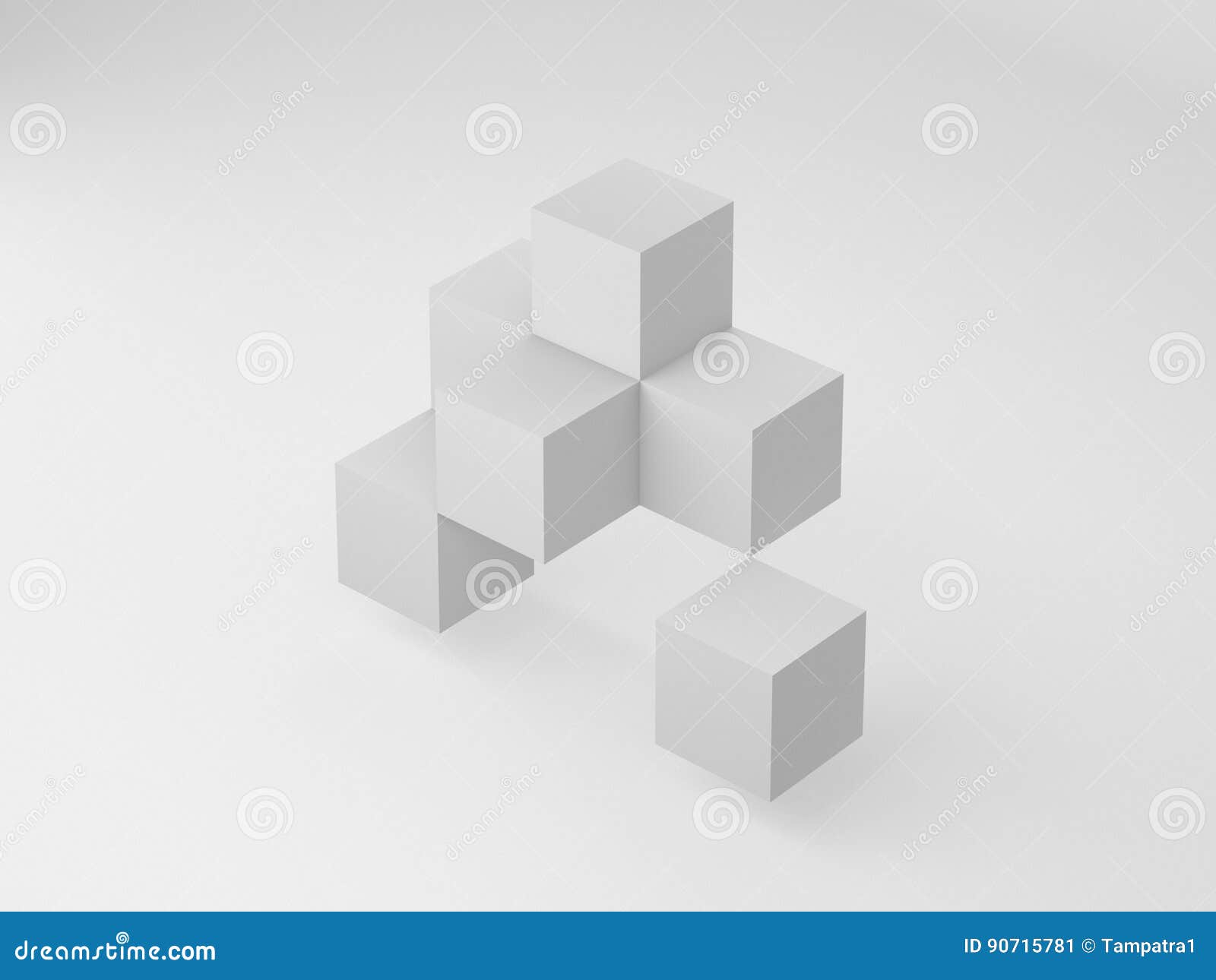 3D Rendering Abstract Box Shapes on White Background, Illustration ...