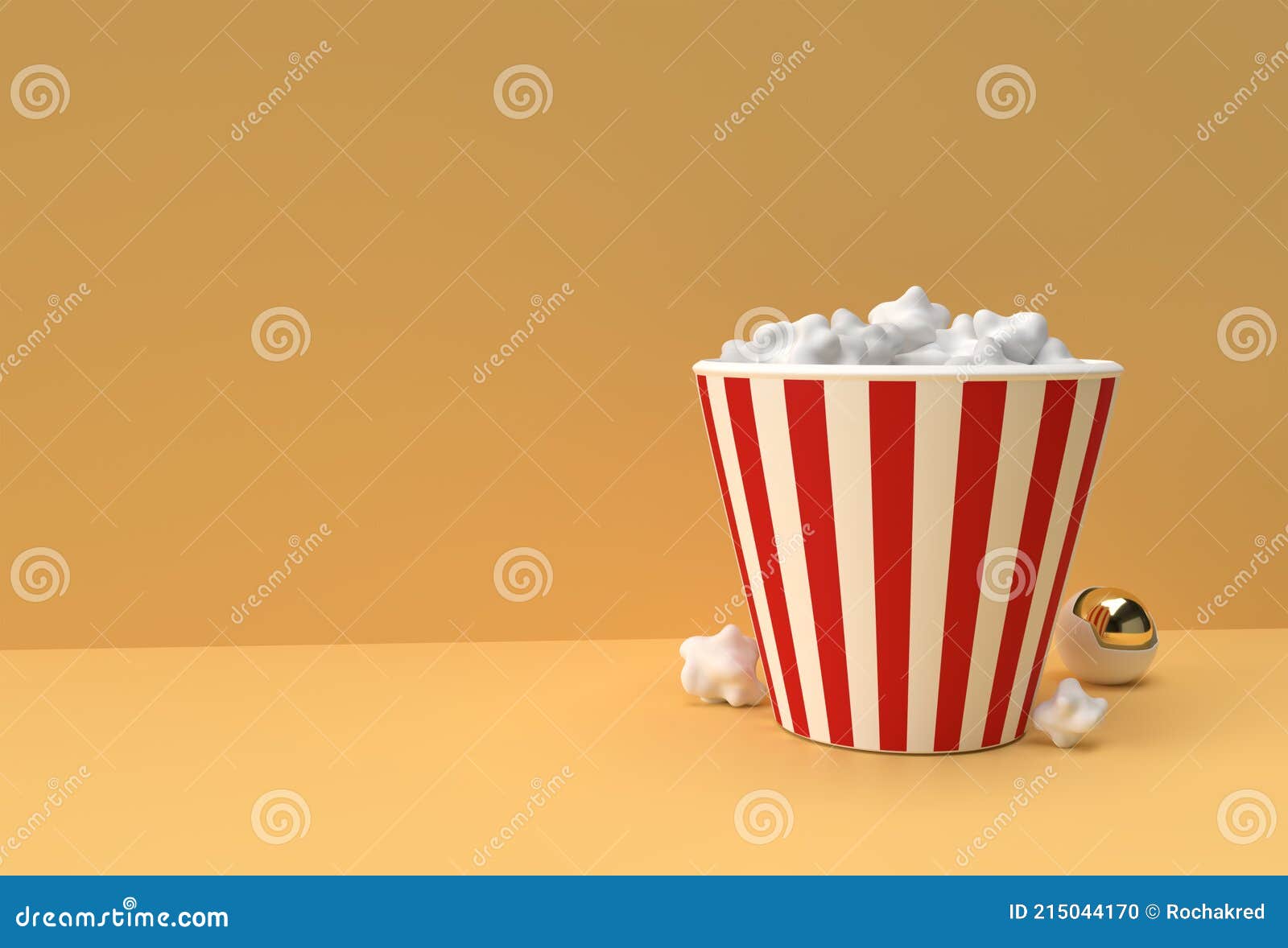3d Rendering Abstract Cartoon Style Popcorn Bucket Illustration Stock ...