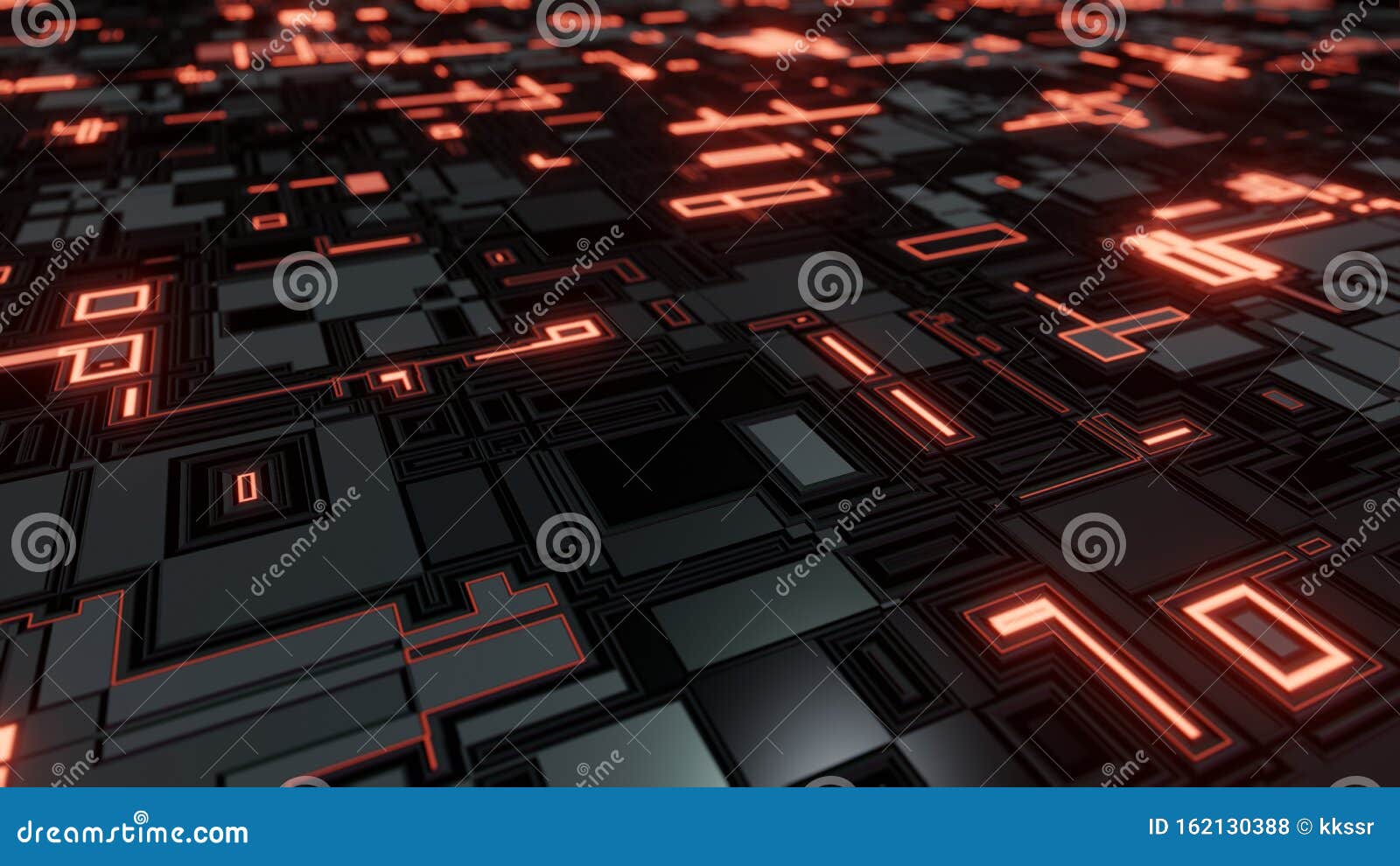 3D Rendering of Abstract Circuit Pcb Board with Glowing Led Red Color ...