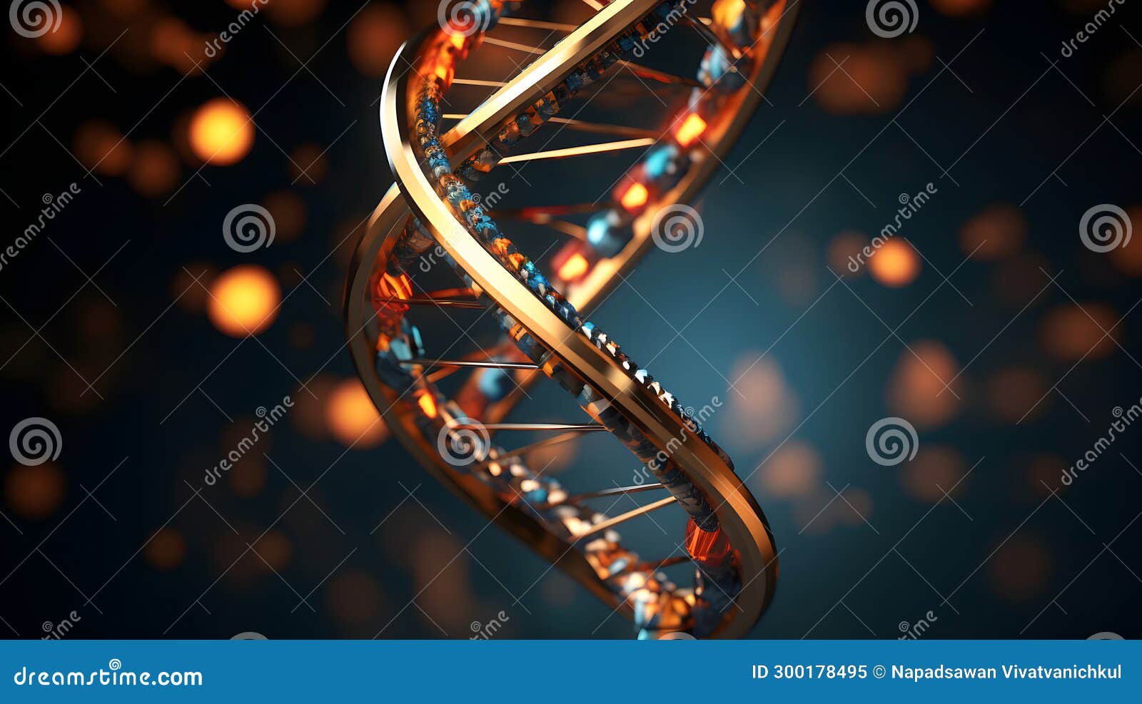 3d Rendering of Abstract Colorful DNA. Stock Illustration ...