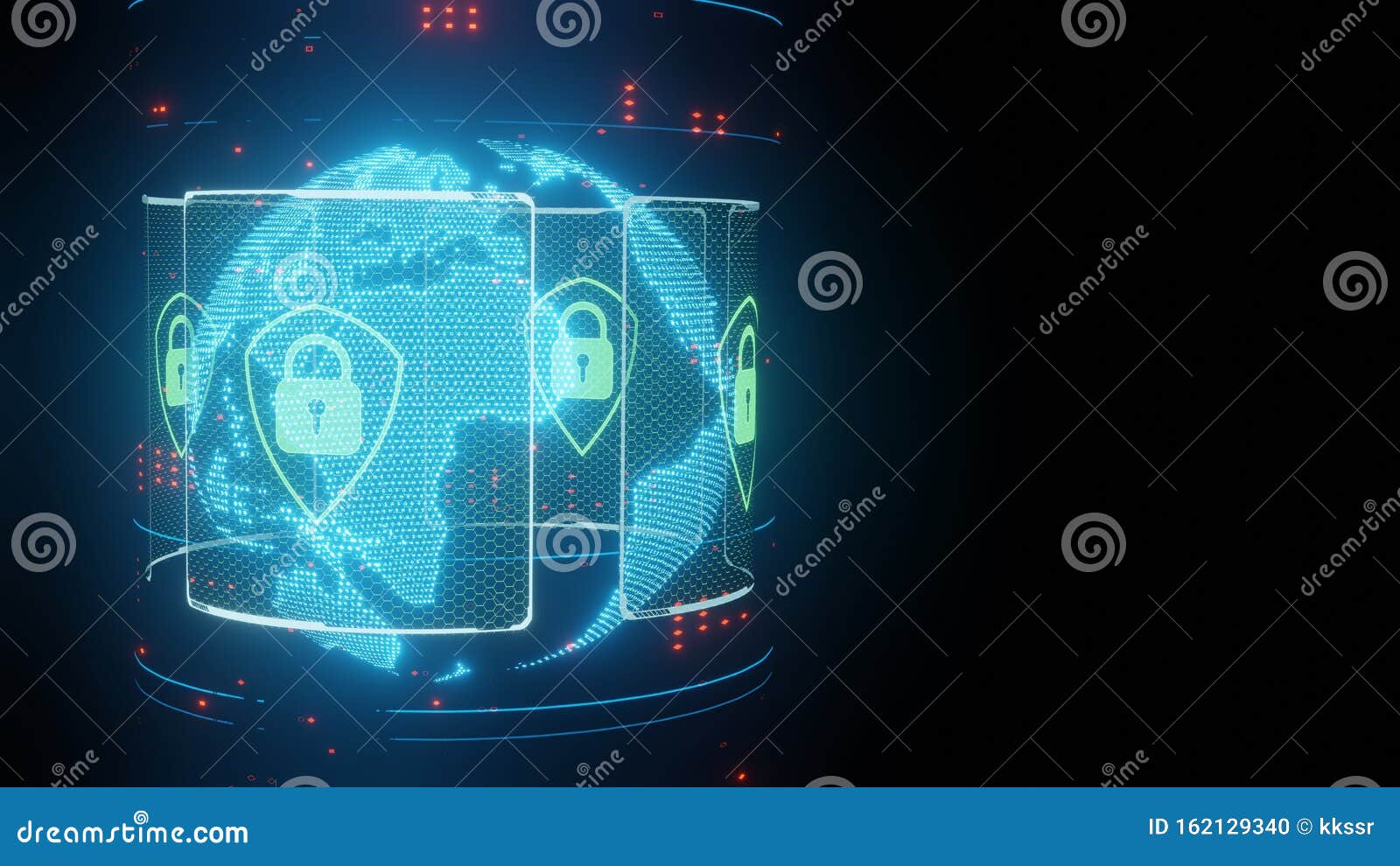 3D Rendering of Abstract Concept of Global Internet Cyber Security ...