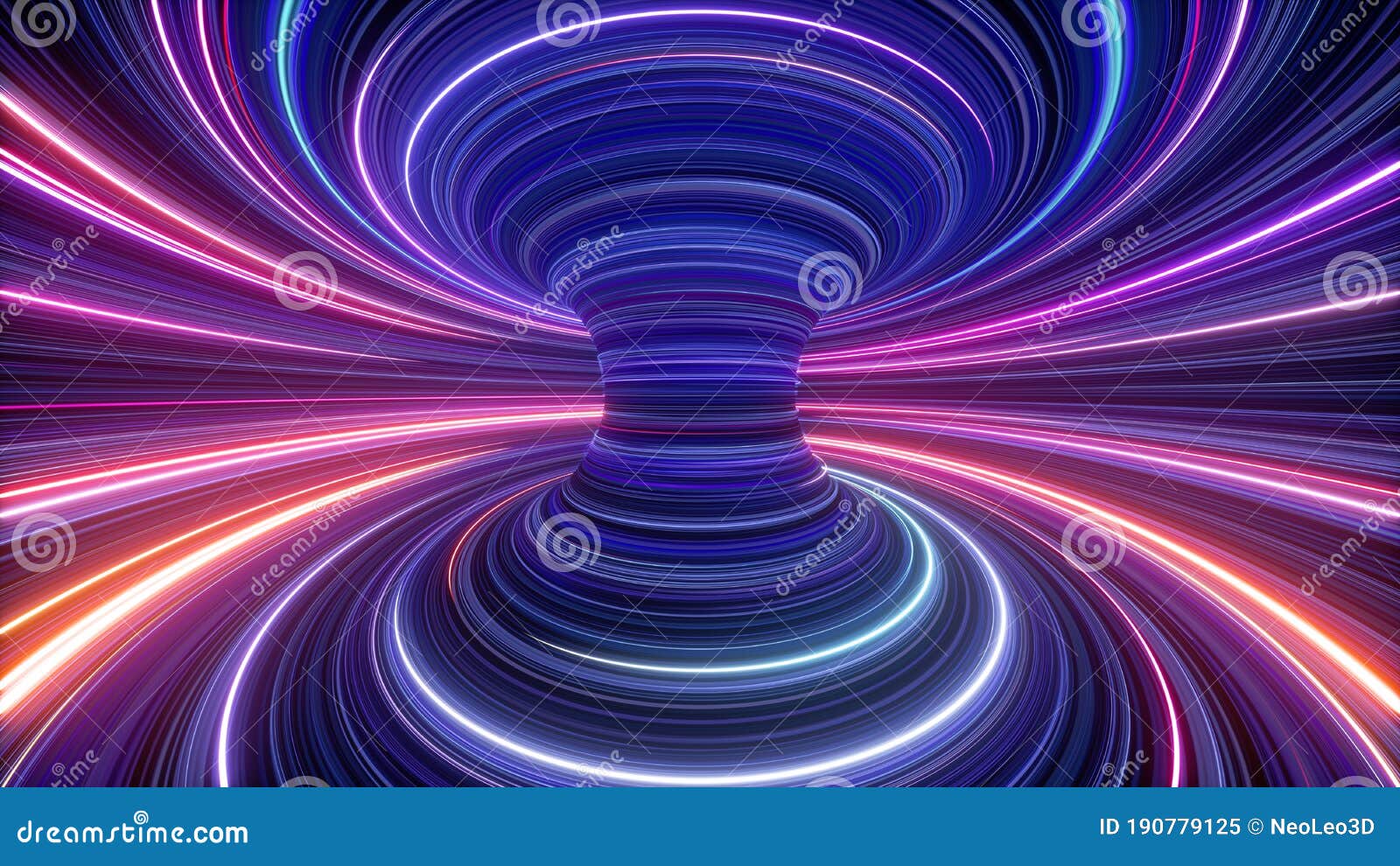 3d Rendering, Abstract Cosmic Background, Ultra Violet Neon Rays ...