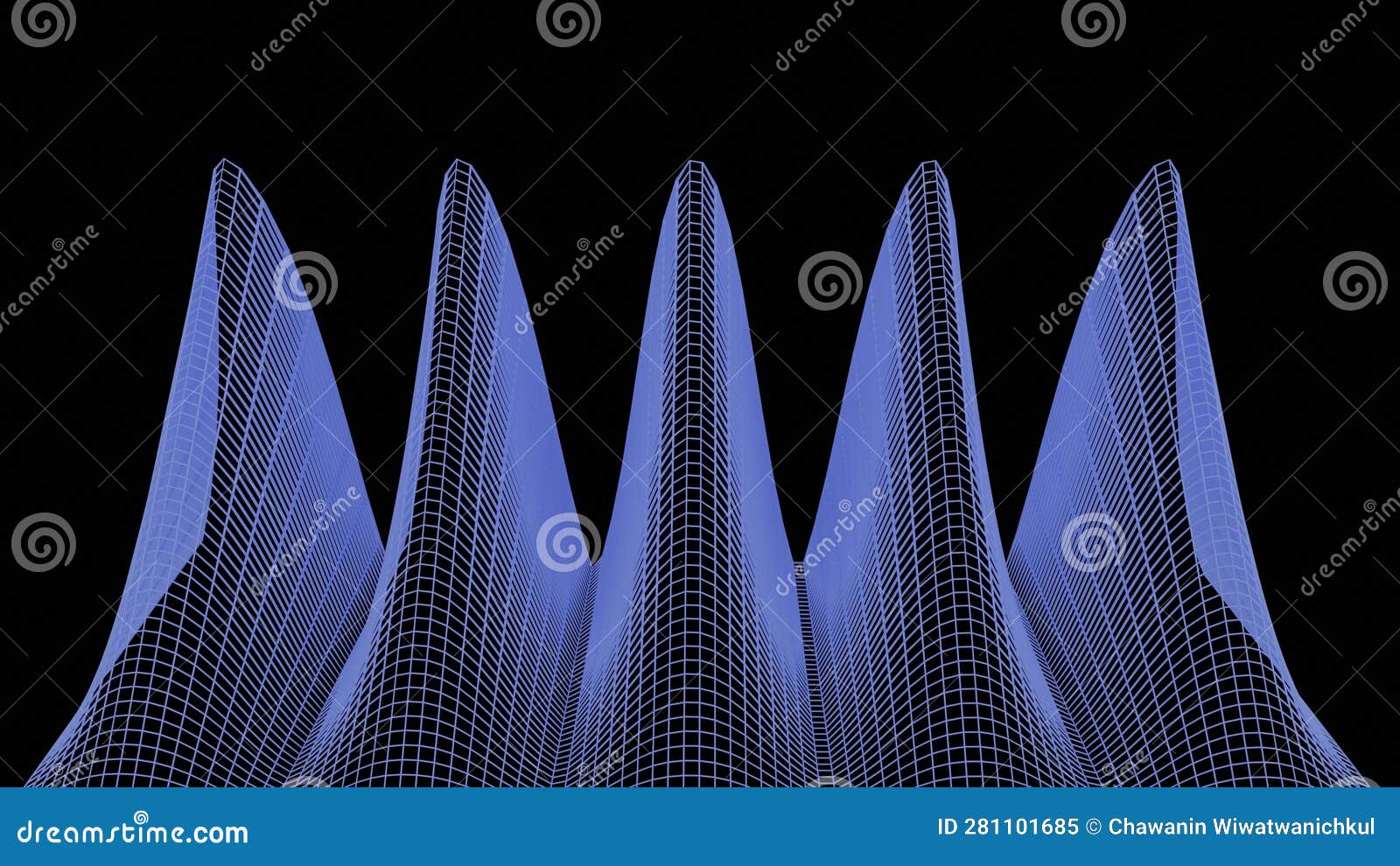 3d Rendering of Abstract Curve Blue Wireframe Inspiration from Mountain ...
