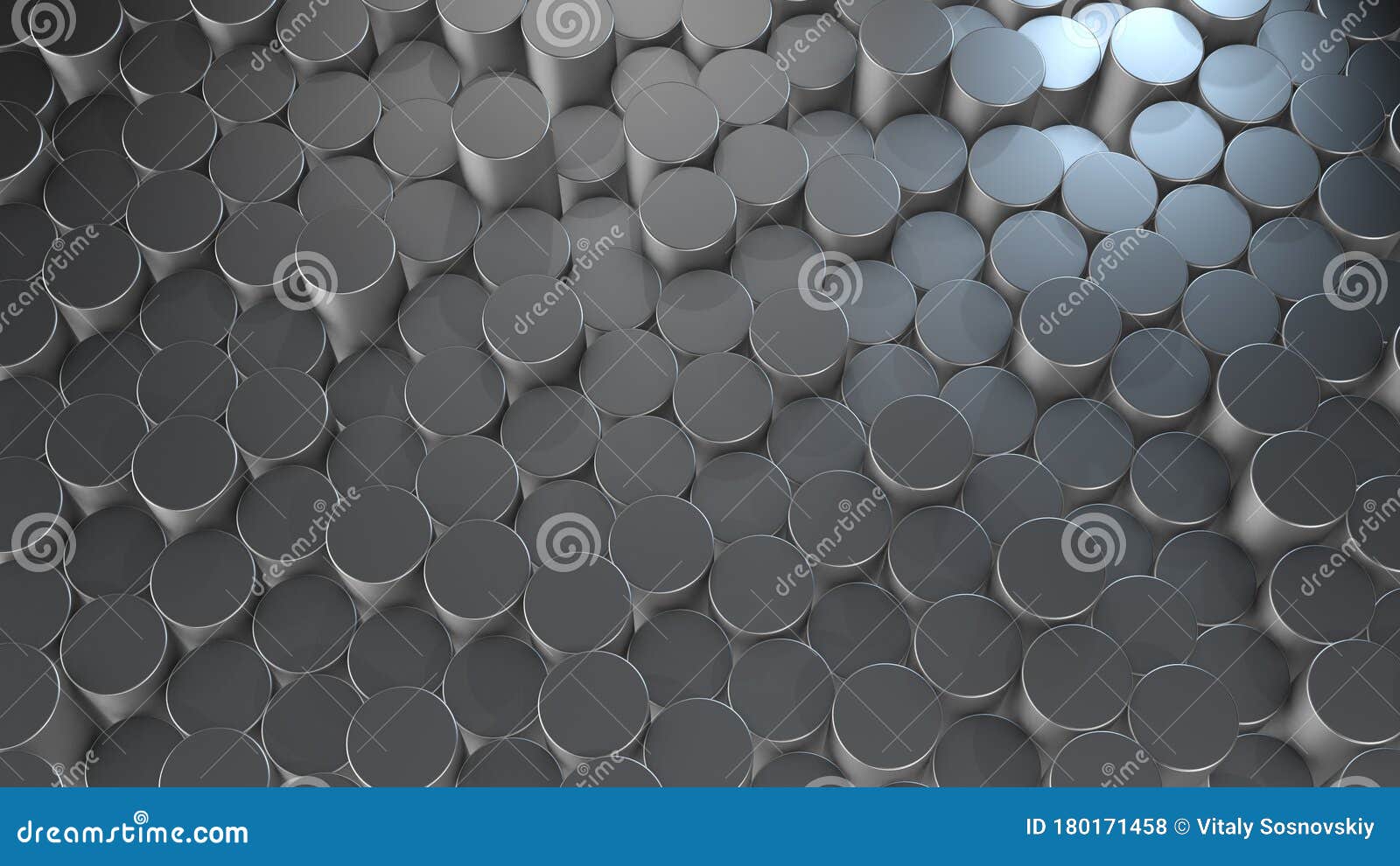 3D Rendering of Abstract Cylindrical Geometric Metallic Surfaces in ...
