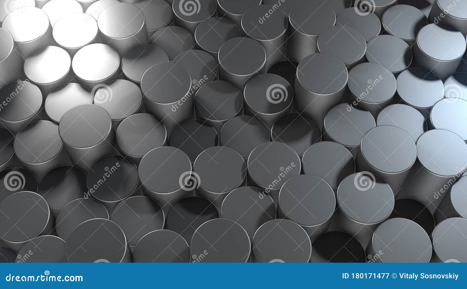 3D Rendering of Abstract Cylindrical Geometric Metallic Surfaces in ...