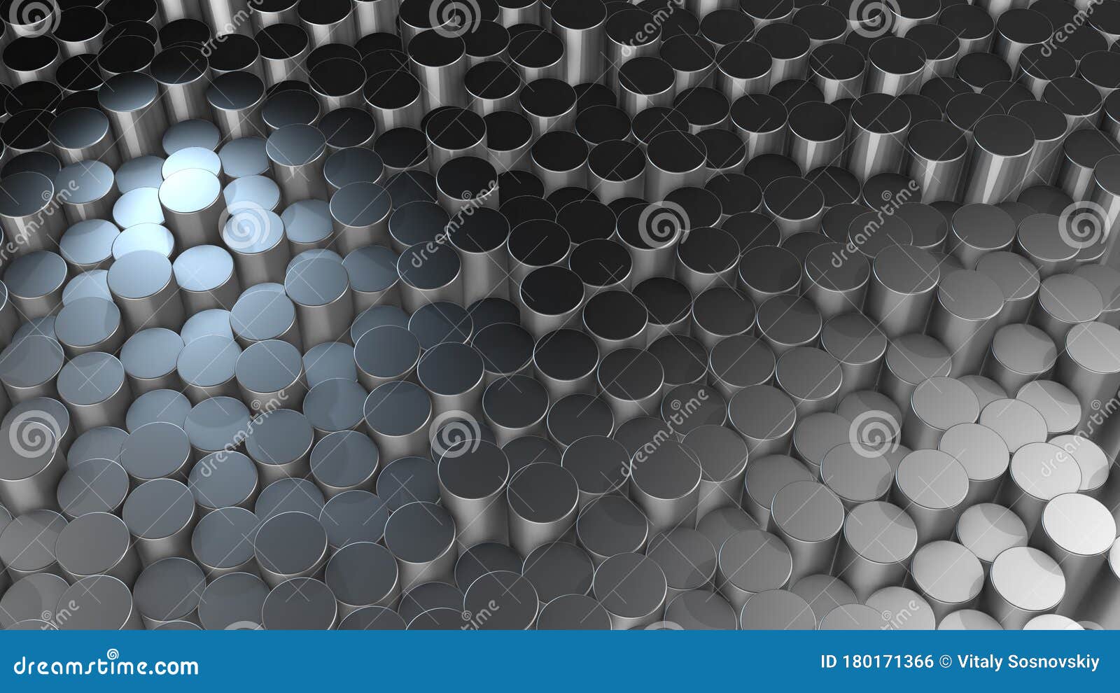 3D Rendering of Abstract Cylindrical Geometric Metallic Surfaces in ...