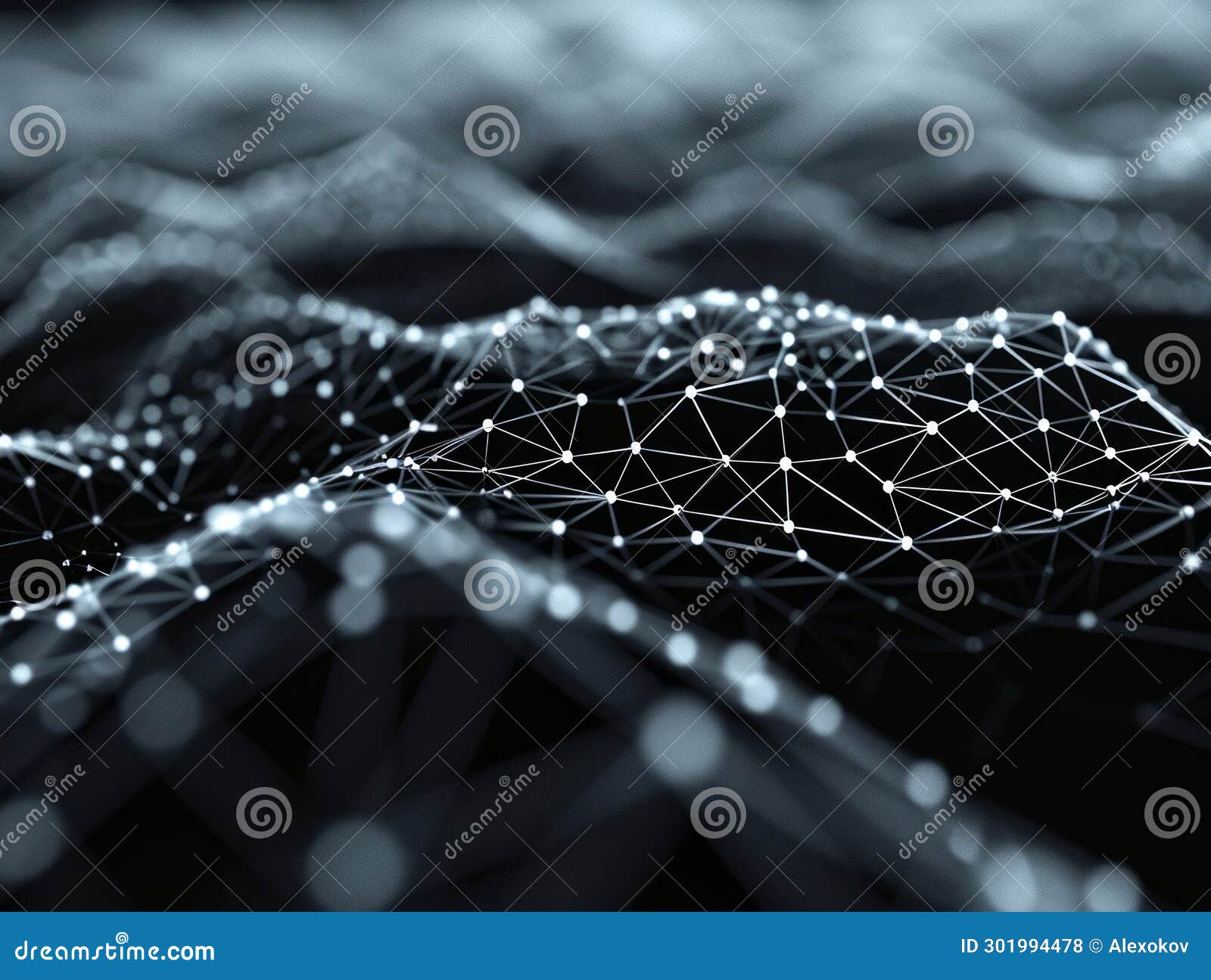 3D Rendering of Abstract Digital Background with Connecting Dots and Lines. Network Connection ...