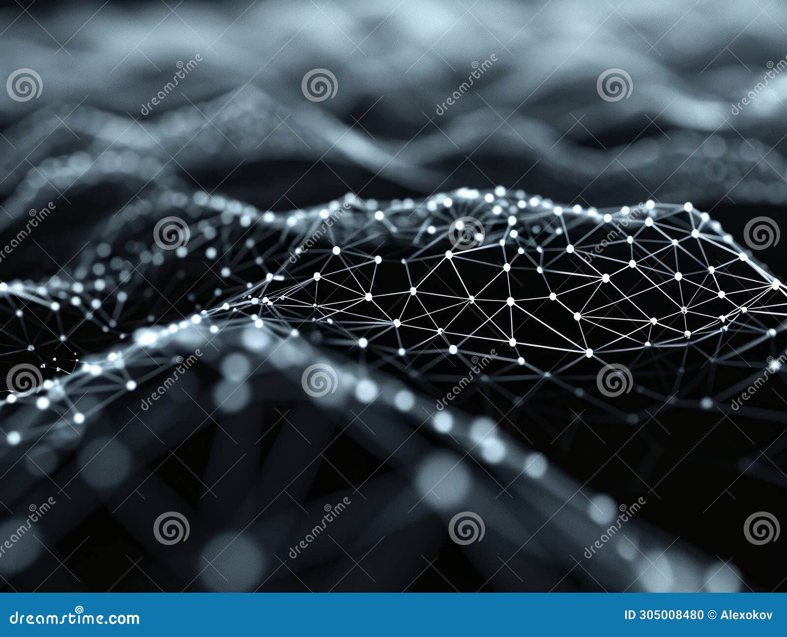 3D Rendering of Abstract Digital Background with Connecting Dots and Lines. Network Connection ...