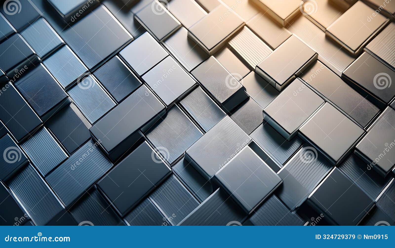 3 D Rendering of Abstract Digital Technology Background. Rectangular ...