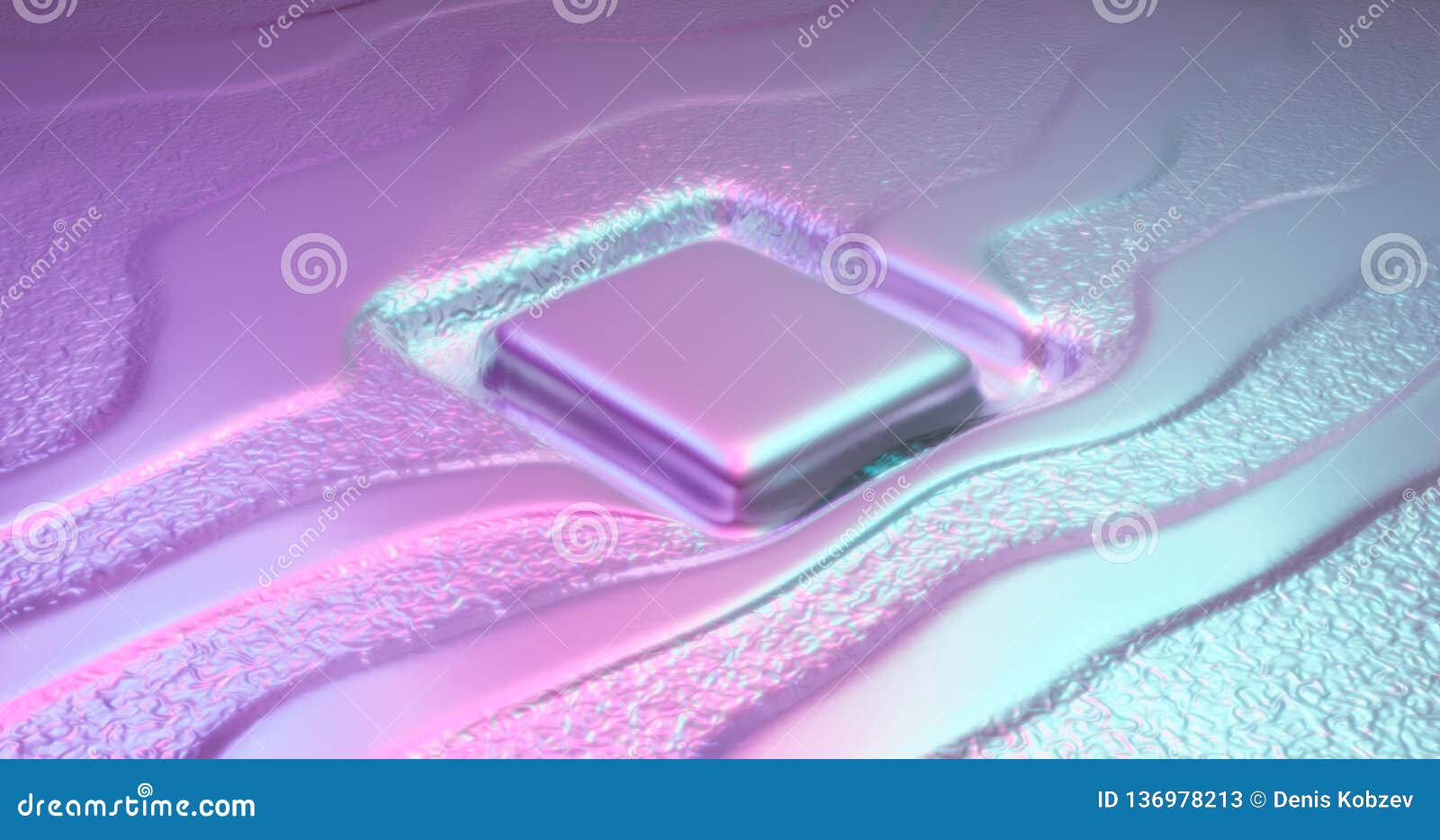 3d Rendering. Abstract Embossed Surface with a Rectangle Drawn Inward ...