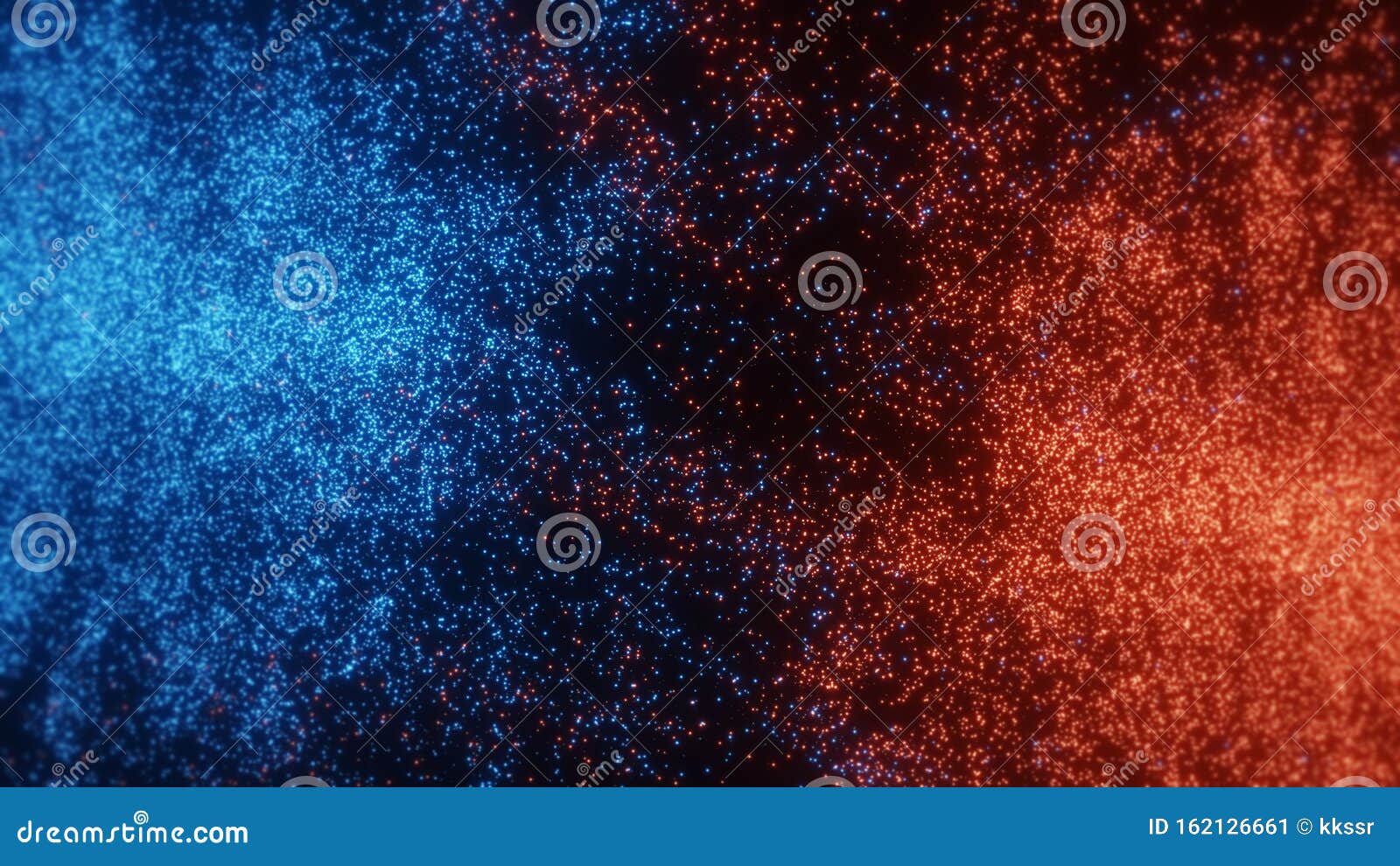 3D Rendering of Abstract Fire and Ice Element Dot Particles Against Vs ...