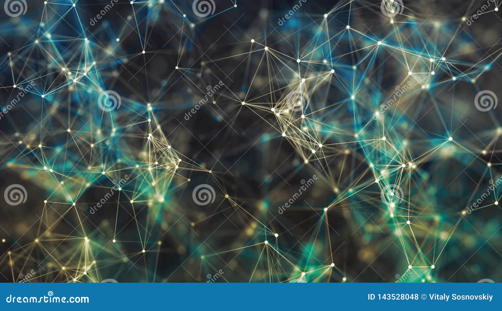 3D Rendering of Abstract Forms of Plexus, Points and Light Rays with Points of Light Stock ...