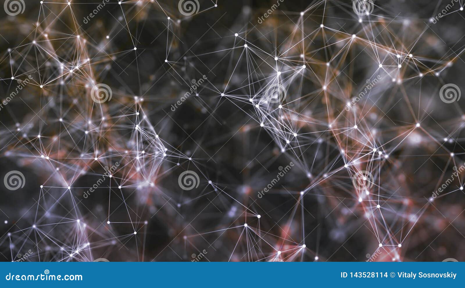 3D Rendering of Abstract Forms of Plexus, Points and Light Rays with ...