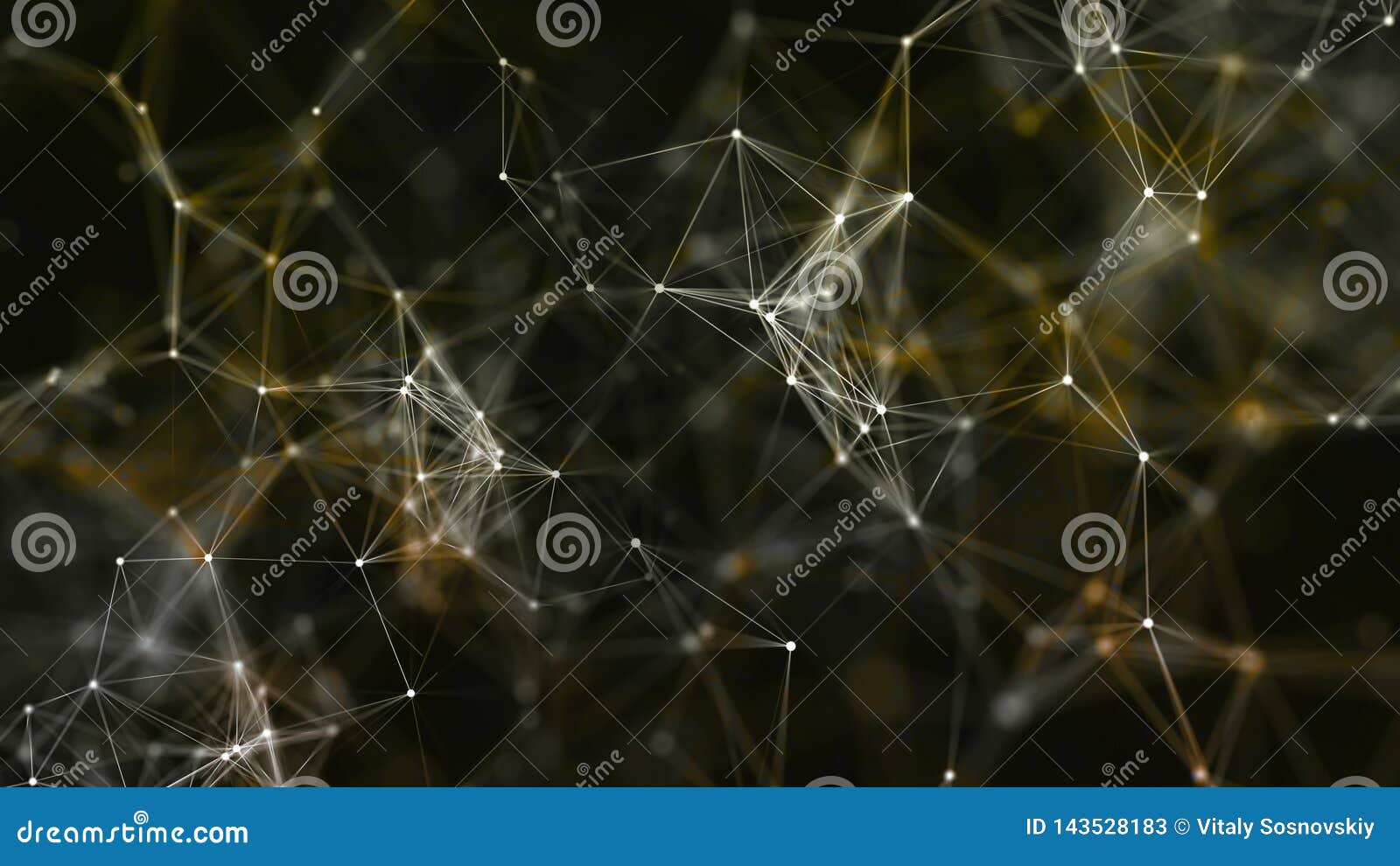 3D Rendering of Abstract Forms of Plexus, Points and Light Rays with Points of Light Stock ...