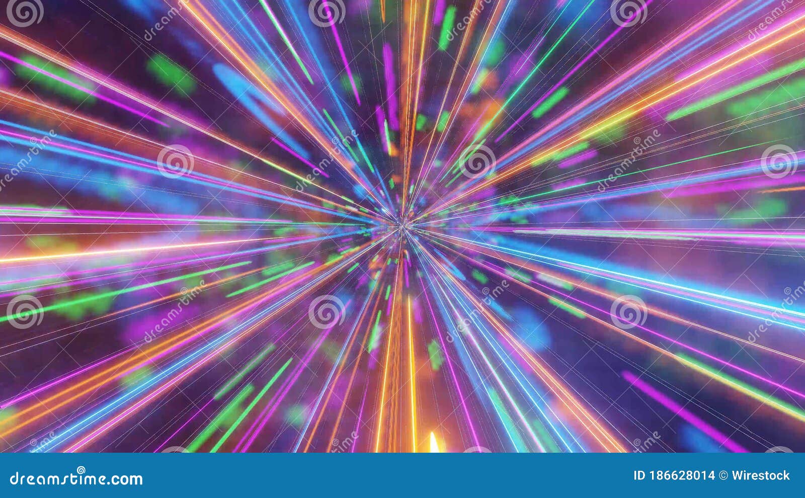 3D Rendering Abstract Futuristic Background with Rainbow Laser Lights ...