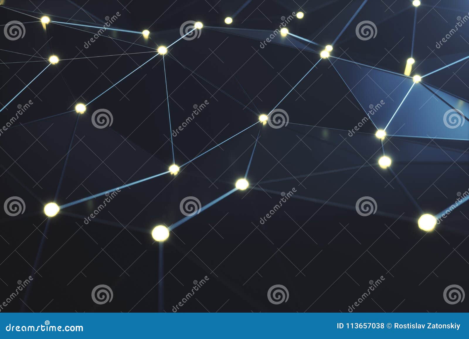 3d Rendering Abstract Futuristic Connection Lines And Glowing Dots Supercomputer Technology