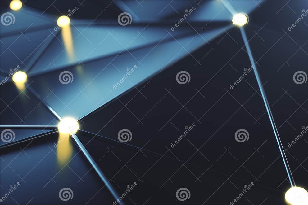 3D Rendering Abstract Futuristic Connection Lines and Glowing Dots. Supercomputer Technology ...