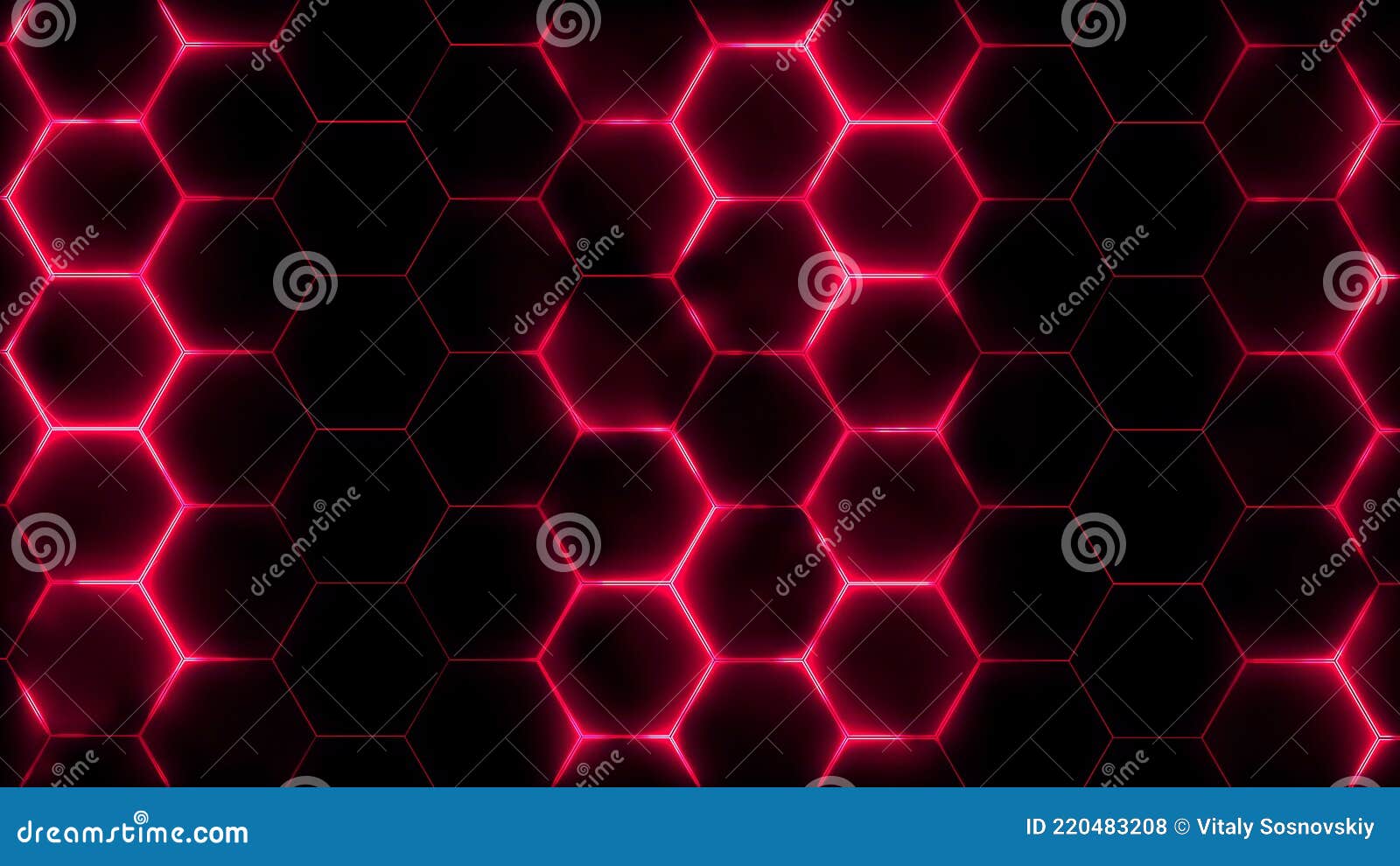 3D Rendering of Abstract Futuristic Hexagonal Mesh with Light Effects ...