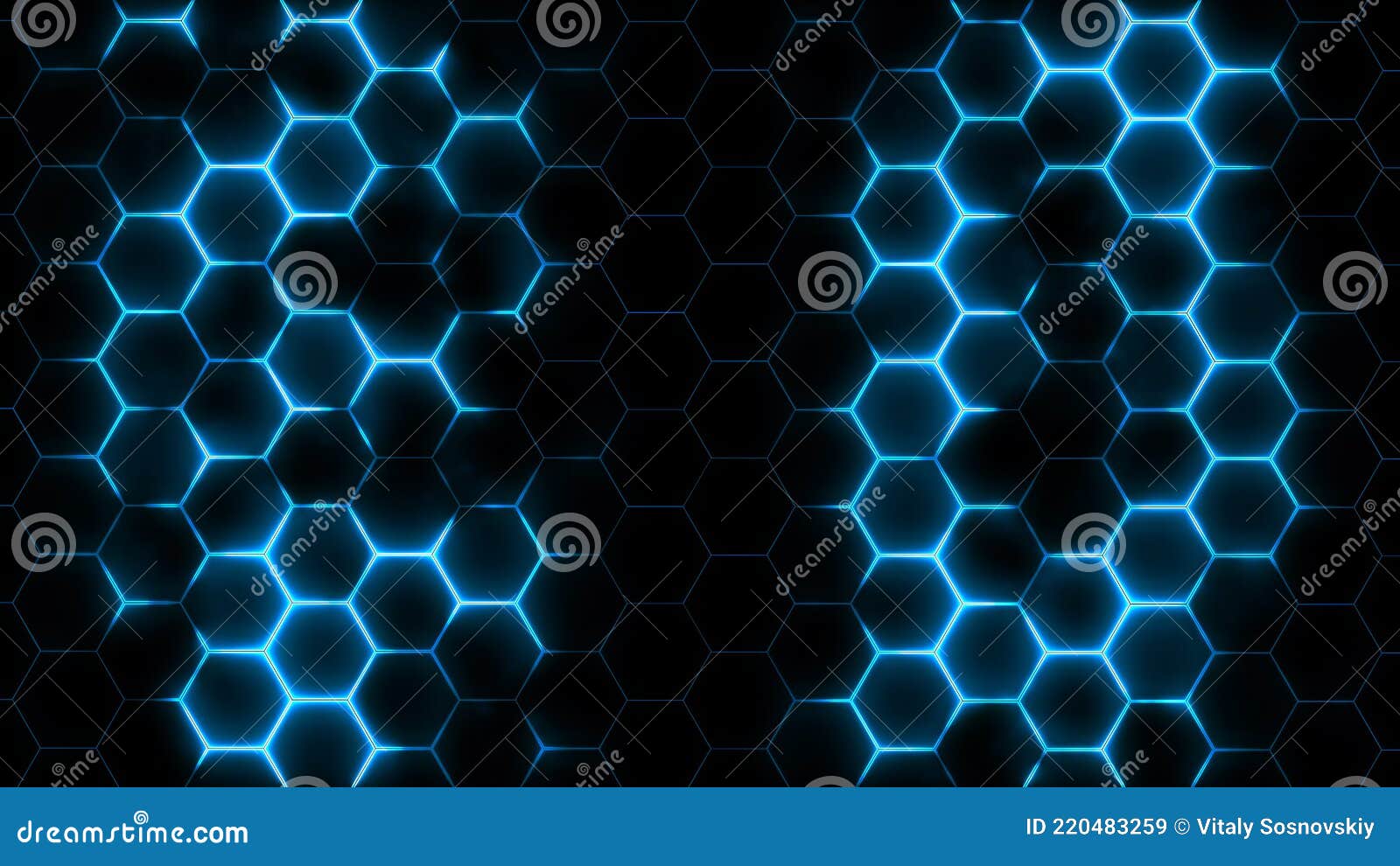 3D Rendering of Abstract Futuristic Hexagonal Mesh with Light Effects ...