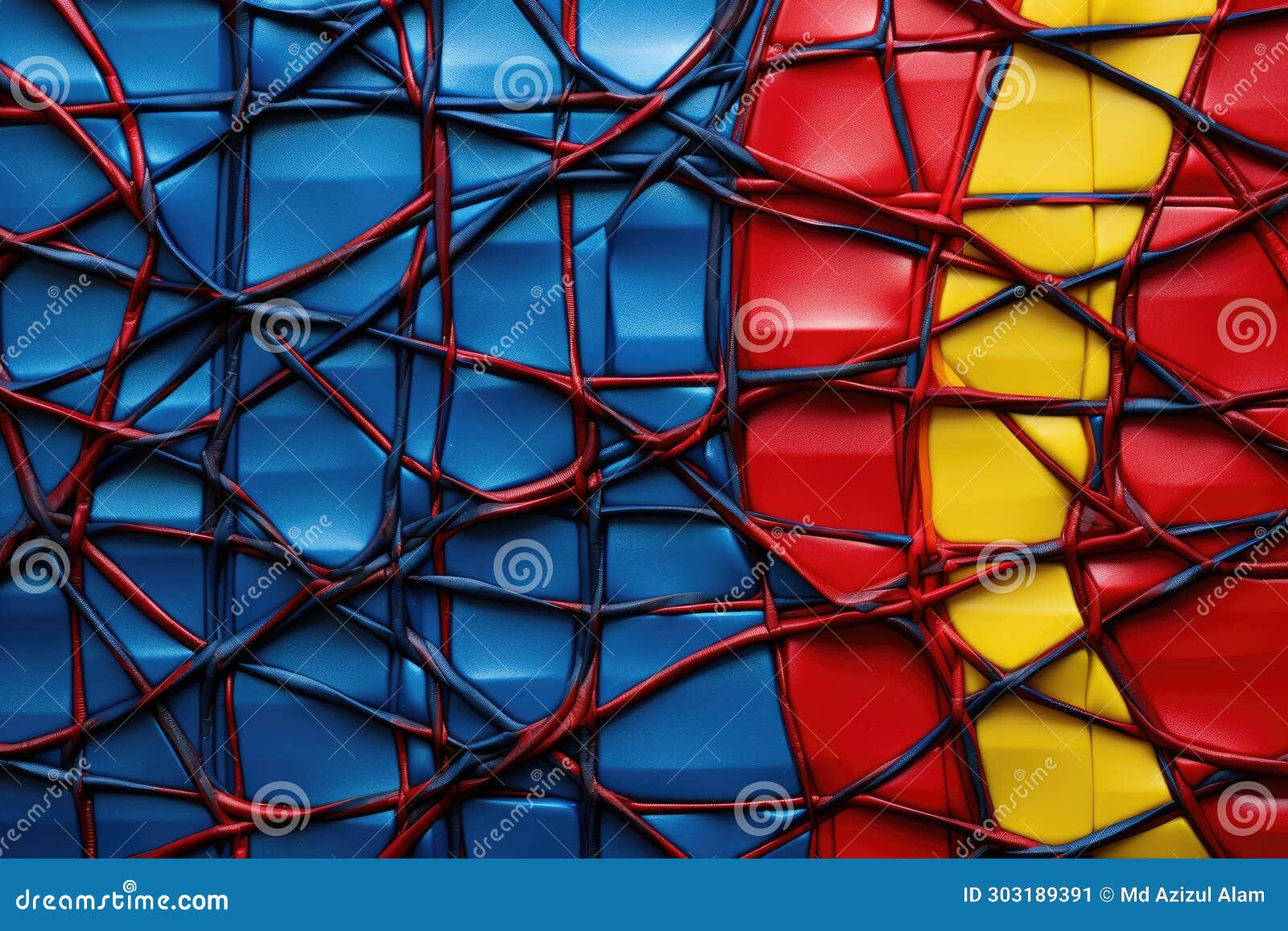 3d Rendering of Abstract Geometric Background with Red, Yellow and Blue ...