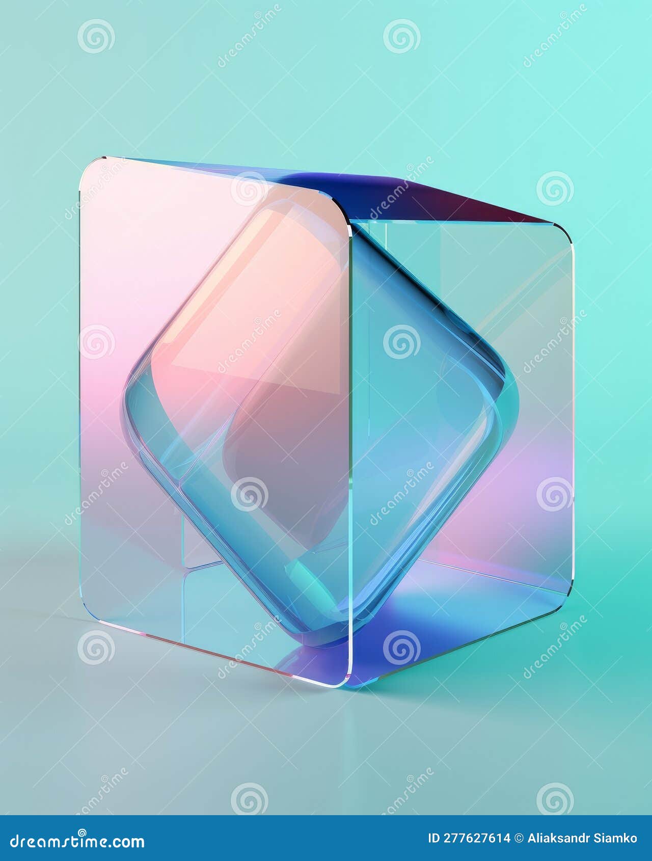 3D Rendering of Abstract Geometric Shape Made of Glass Material for Use ...