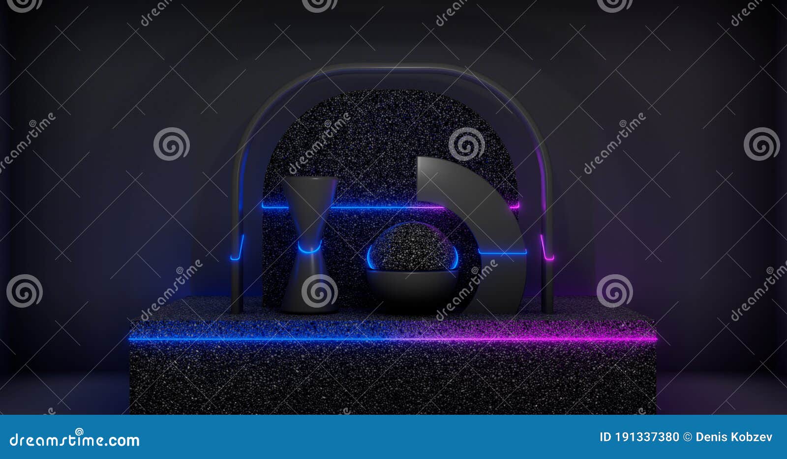 3d Rendering. Abstract Geometric Shapes or Objects on a Marble ...