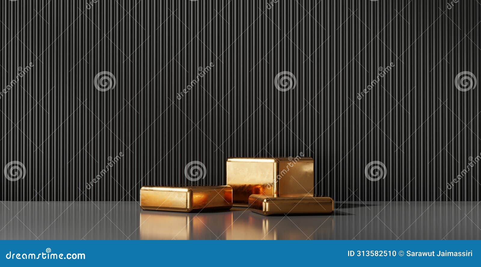 3D Rendering Abstract Gold Platform Podium Product Presentation ...