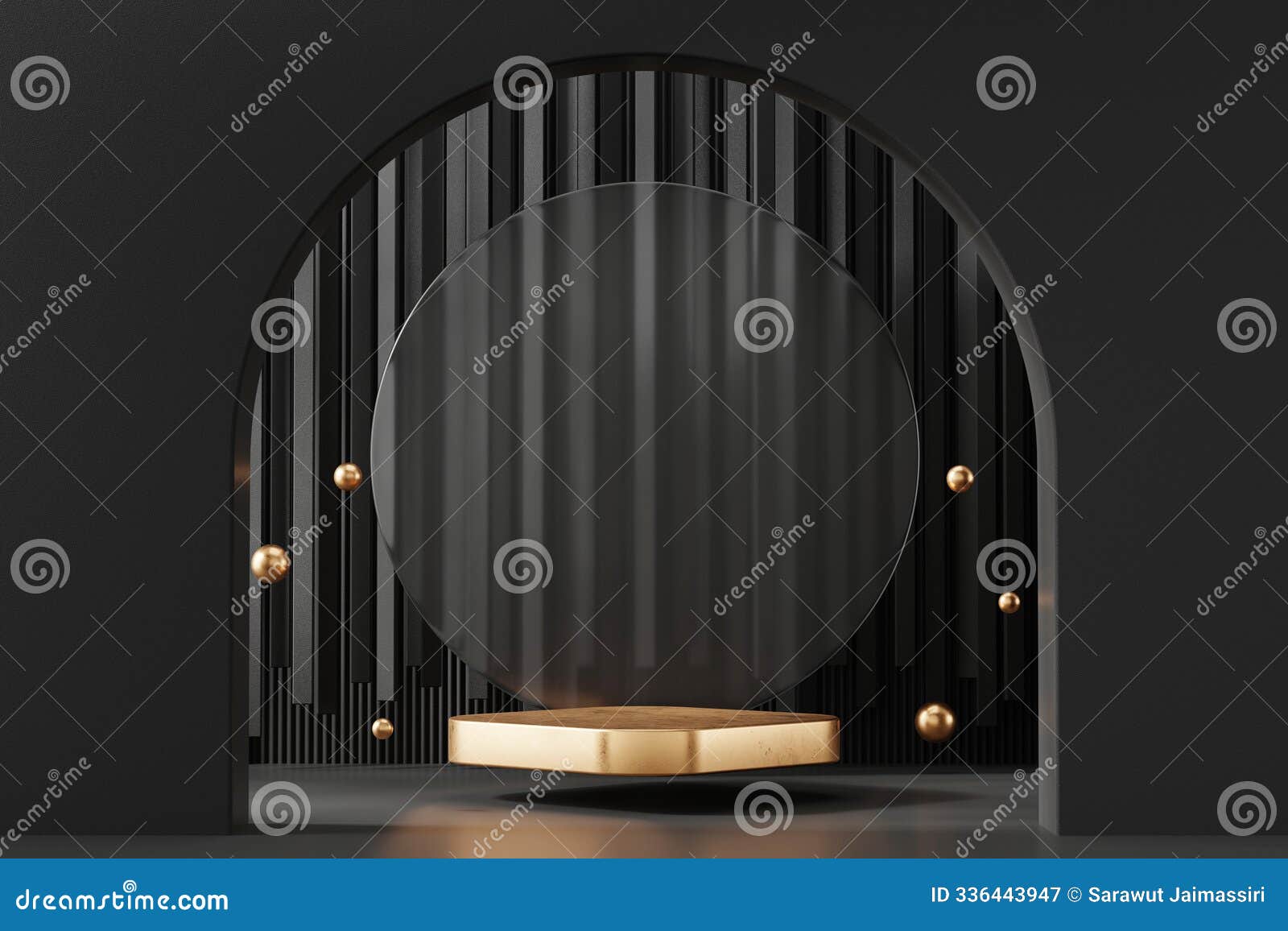 3D Rendering Abstract Gold Platform Podium Product Presentation ...