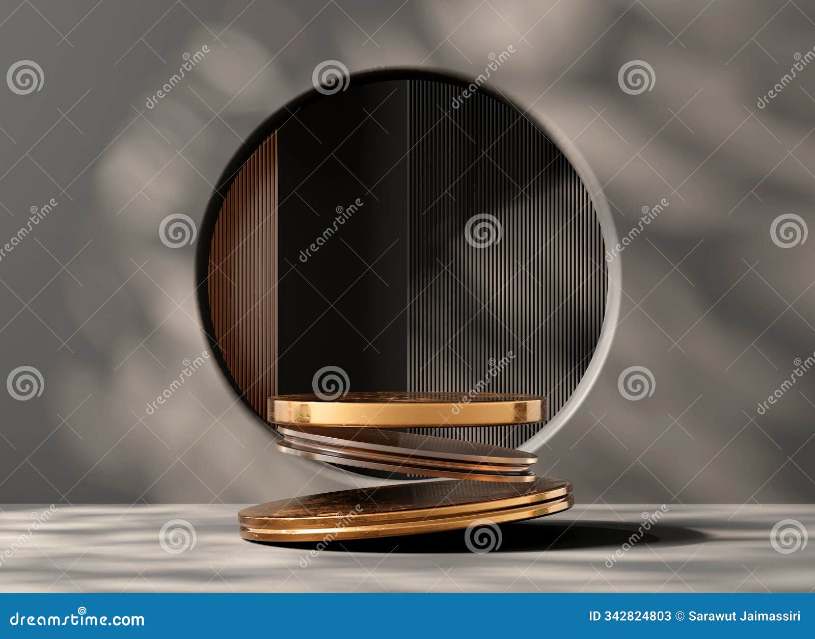 3D Rendering Abstract Gold Platform Podium Product Presentation ...