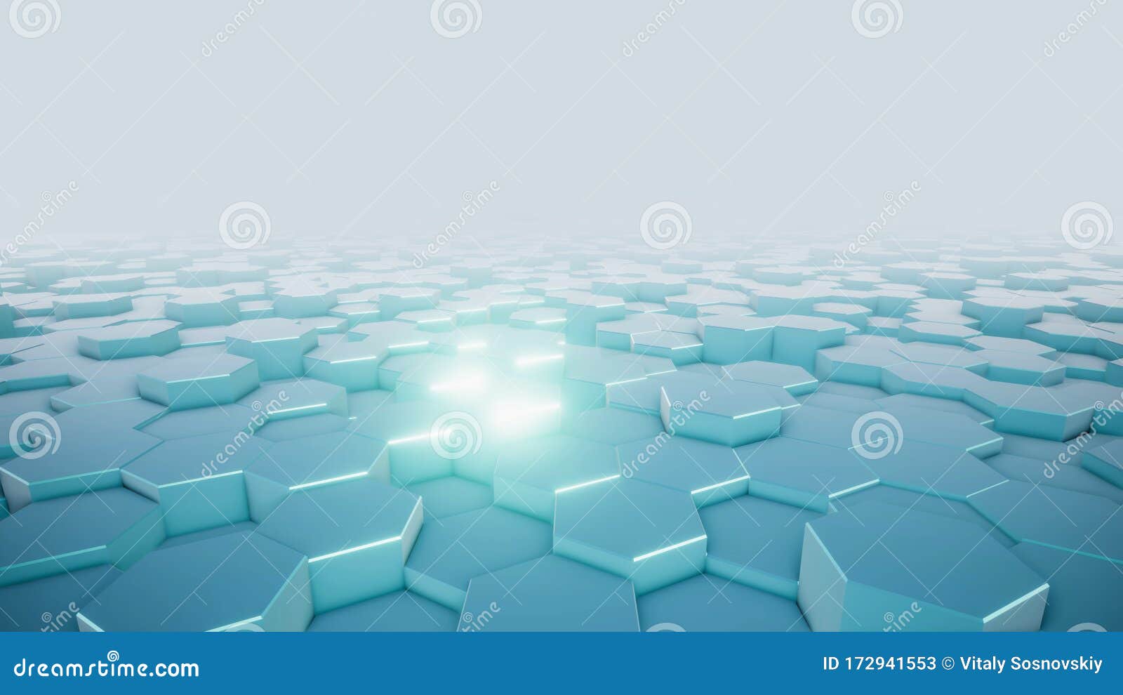 3D Rendering of Abstract Hexagonal Geometric Surfaces in Virtual Space ...