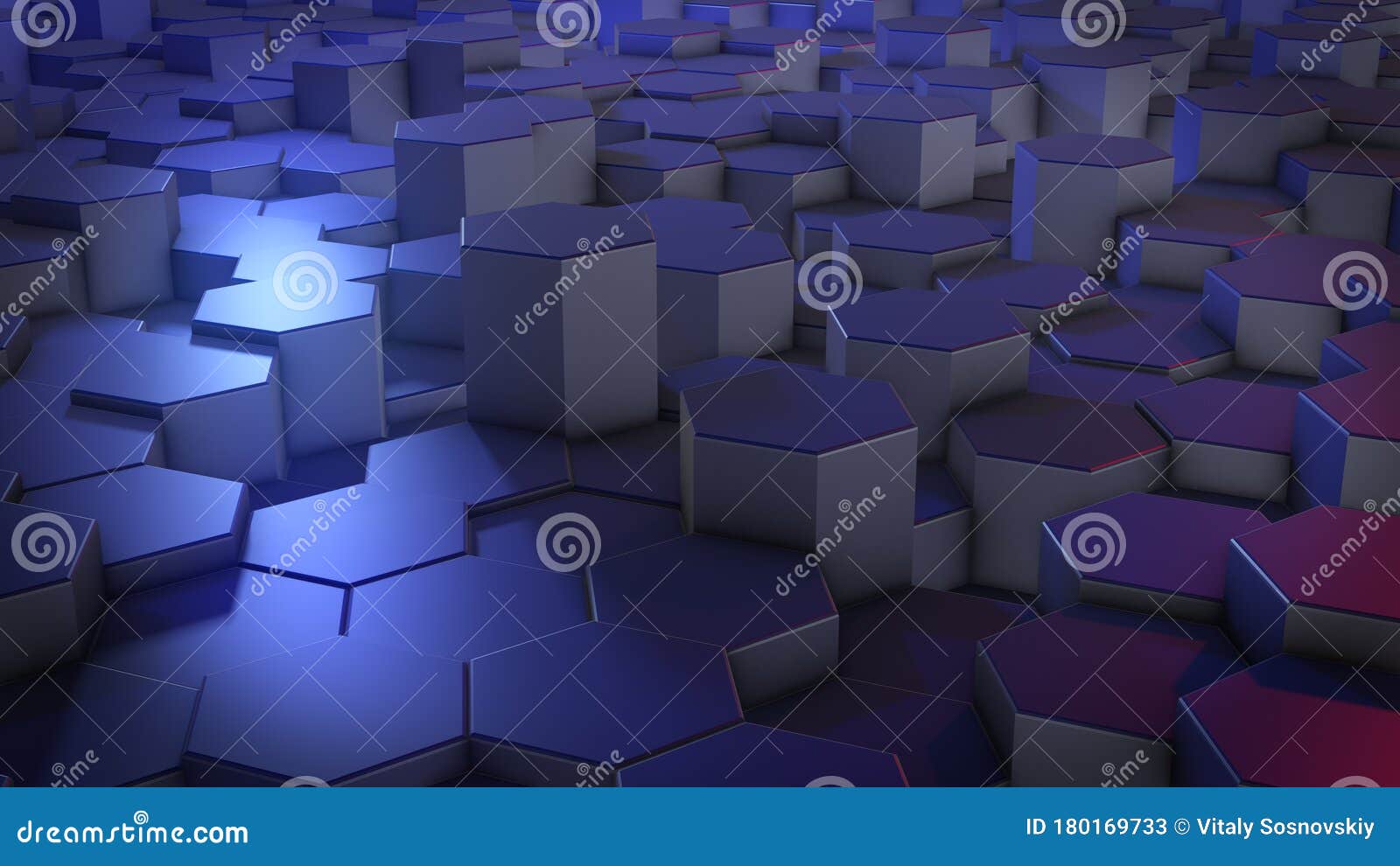 3D Rendering of Abstract Hexagonal Geometric Surfaces in Virtual Space ...