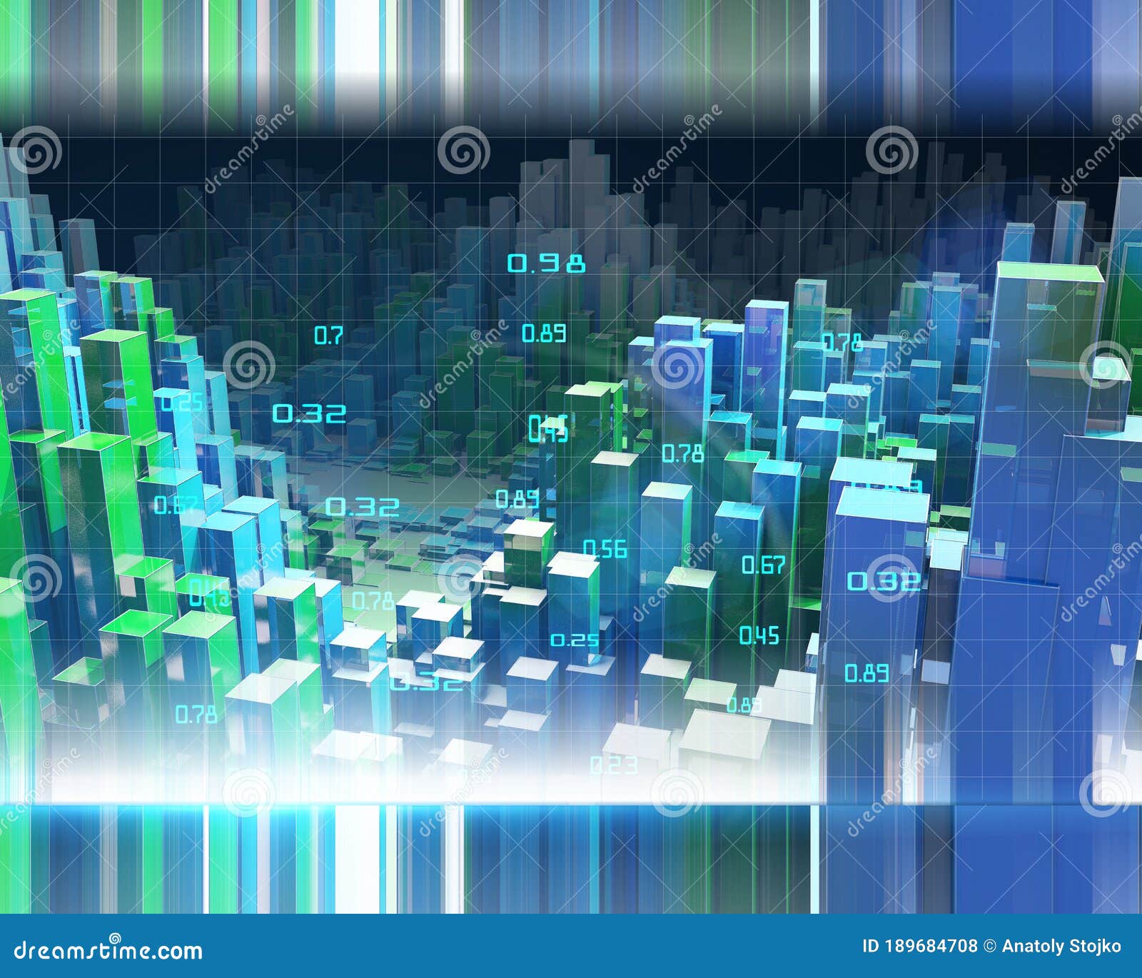 3D Rendering Abstract Infographic with Boxes Background. Big Data ...