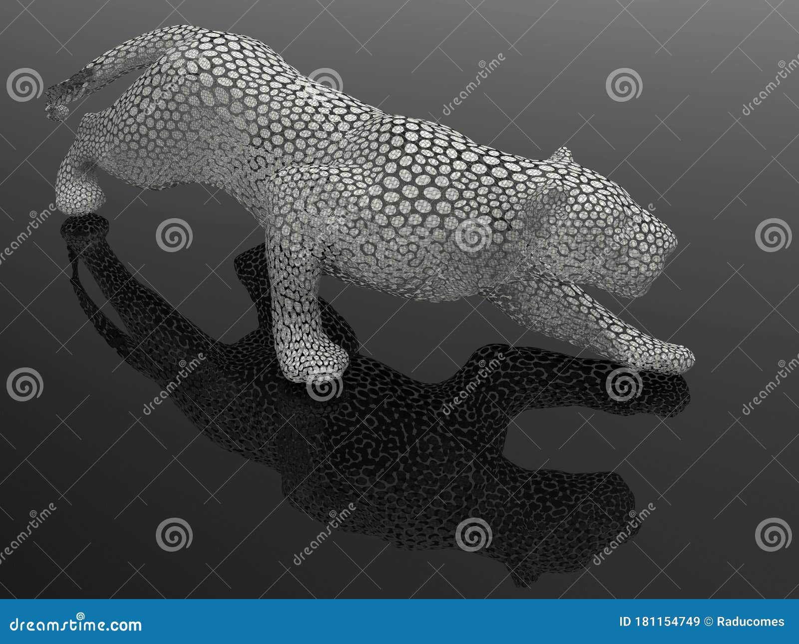 3D Rendering - Abstract Leopard 3D Model Reflection Stock Illustration ...