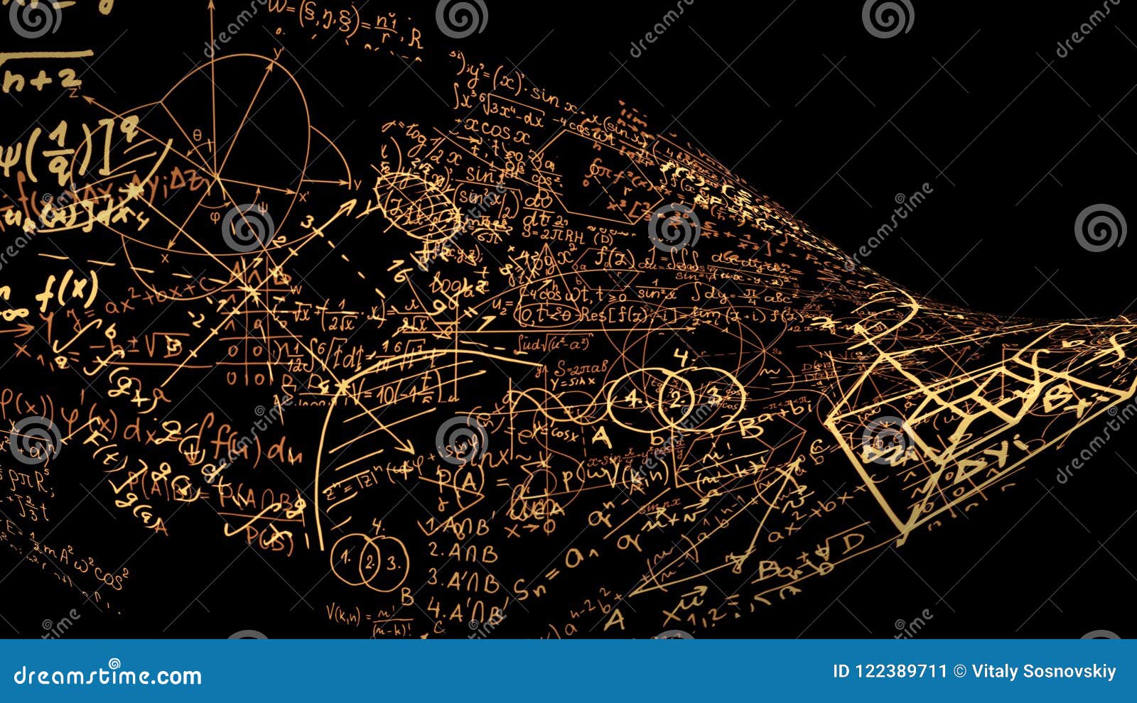 3D Rendering of Abstract Blocks of Mathematical Formulas Located in the ...