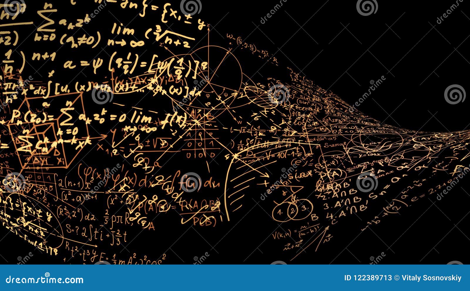 3D Rendering of Abstract Blocks of Mathematical Formulas Located in the ...