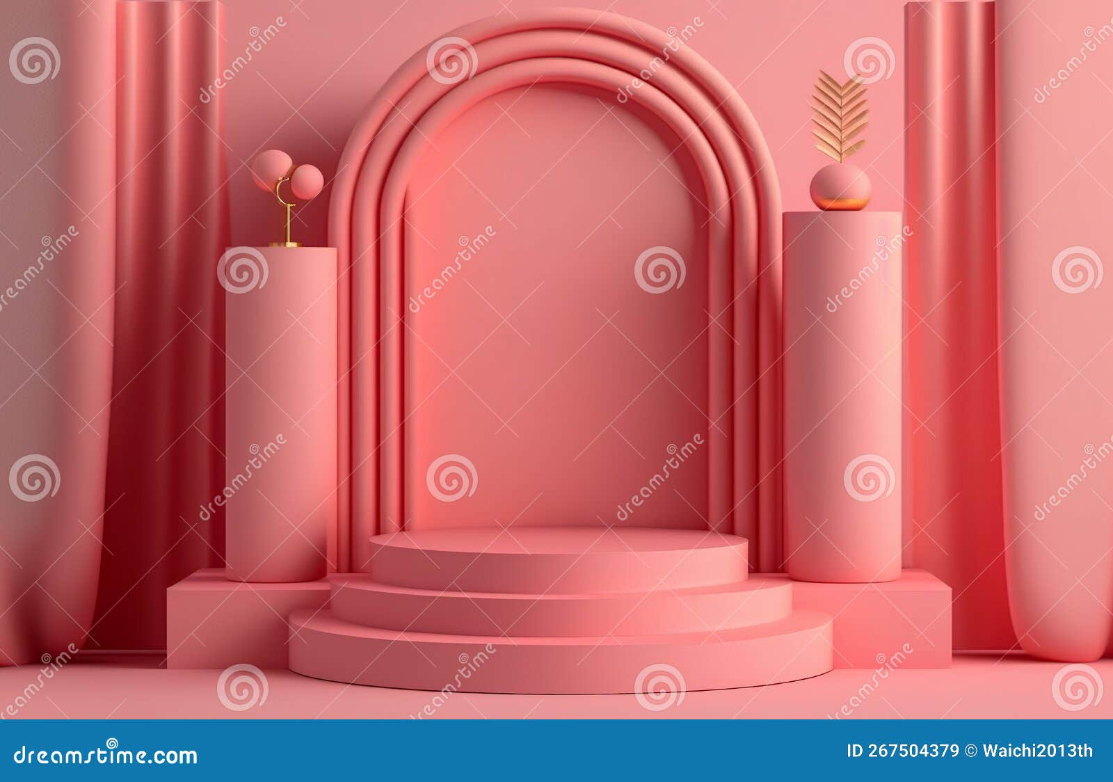 3d Rendering of Abstract Minimal Geometric Forms. Pink Podium for ...