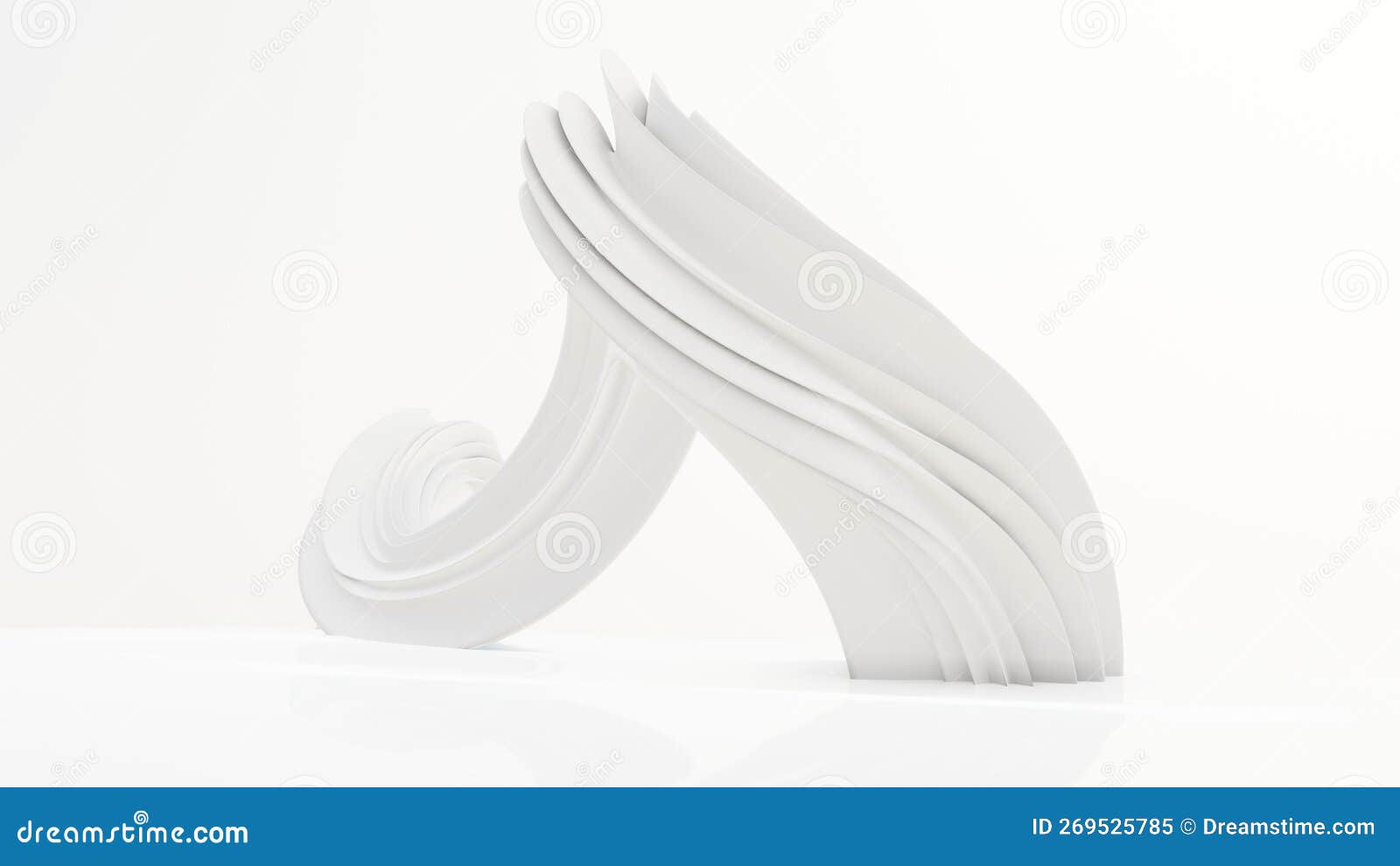 3D Render of a Curved Abstract Shape Design Stock Illustration ...
