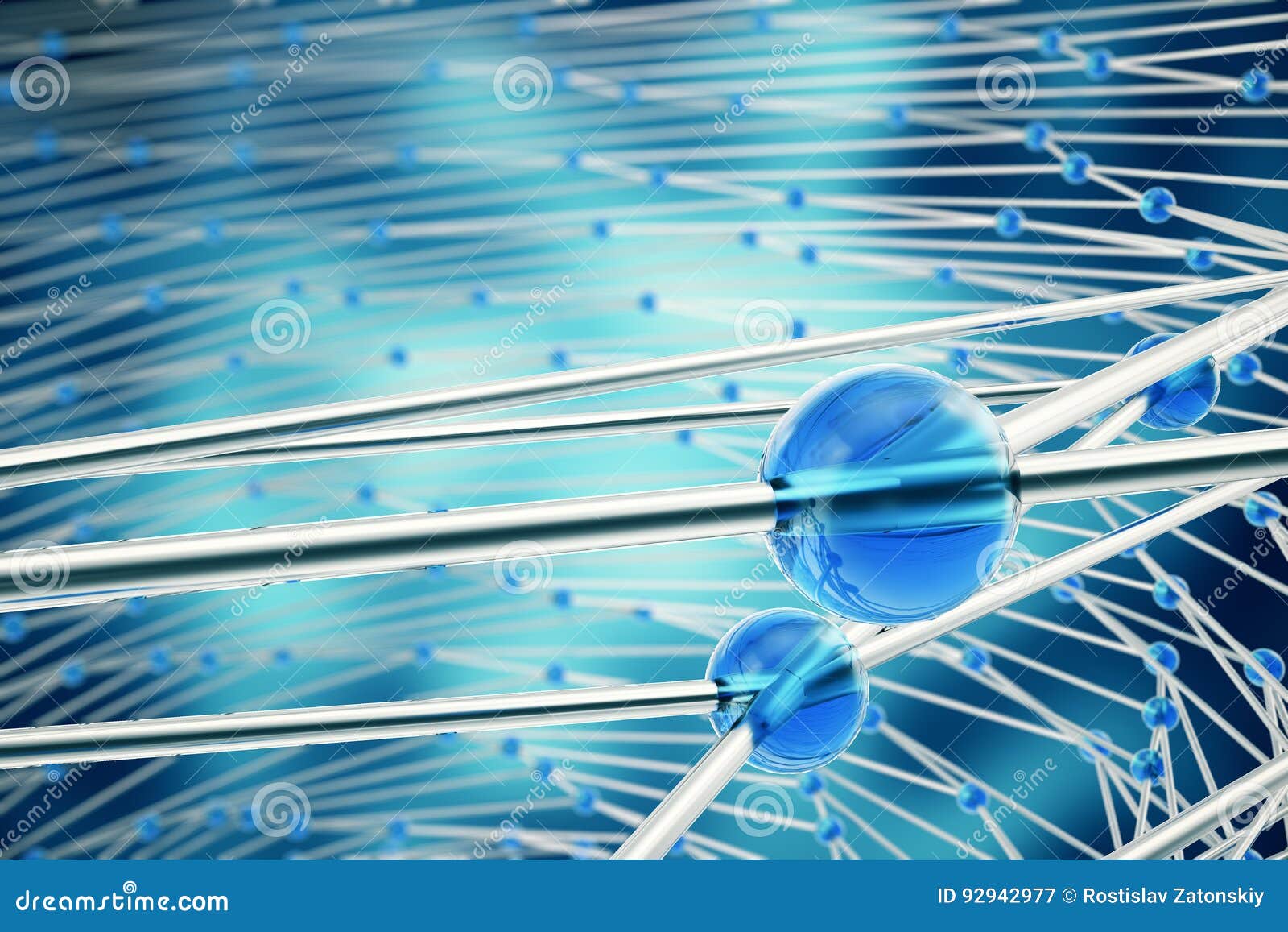 Abstract Molecules Design. Atoms. Molecular Structure With Blue ...