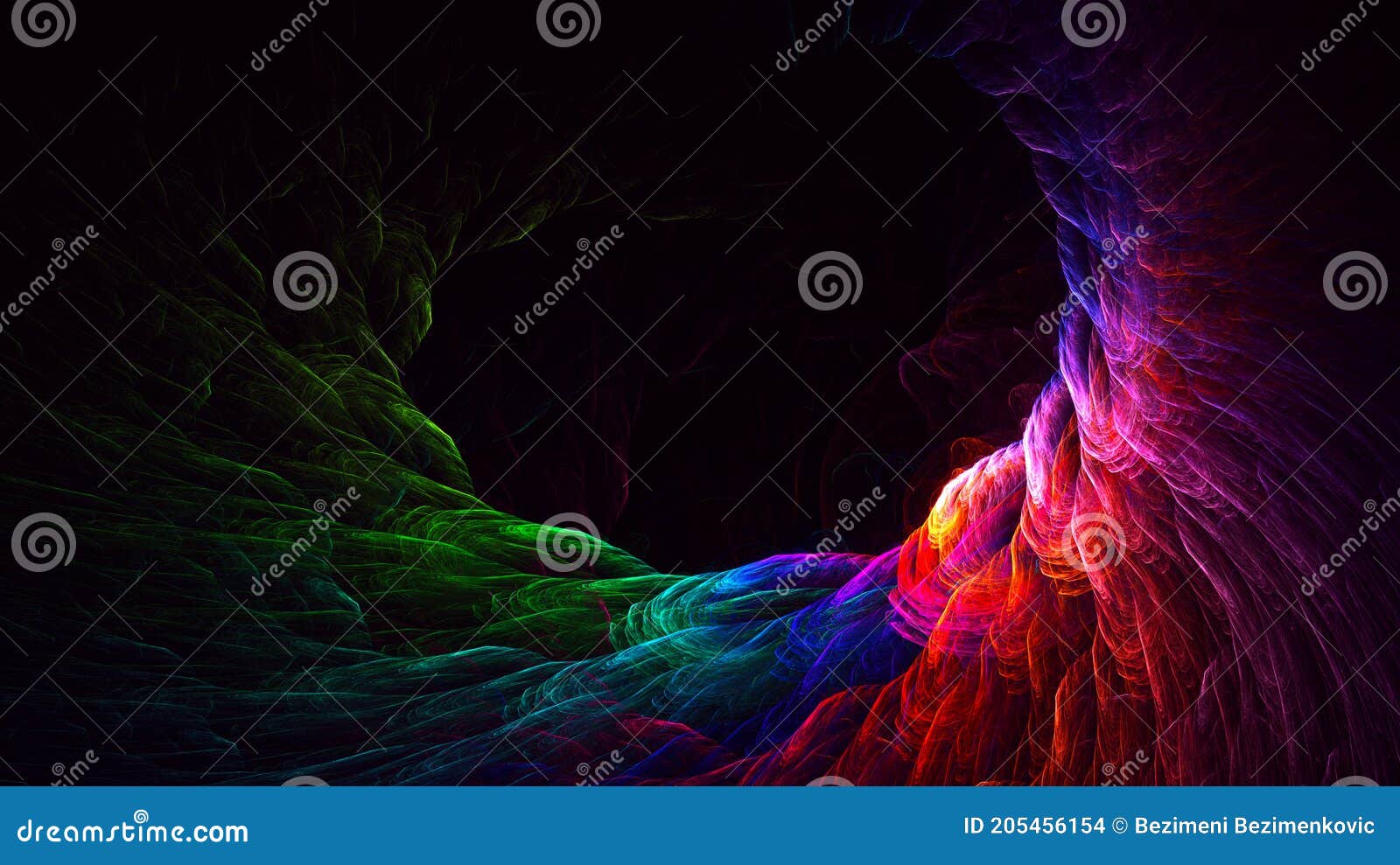 3D Rendering Abstract Multicolor Fractal Light Background Stock ...