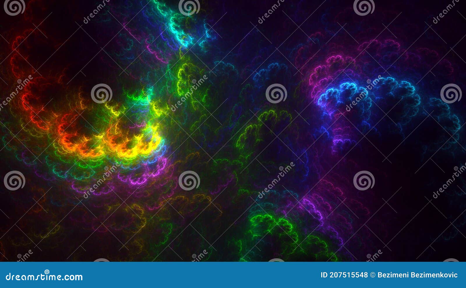 3D Rendering Abstract Multicolor Fractal Light Background Stock ...