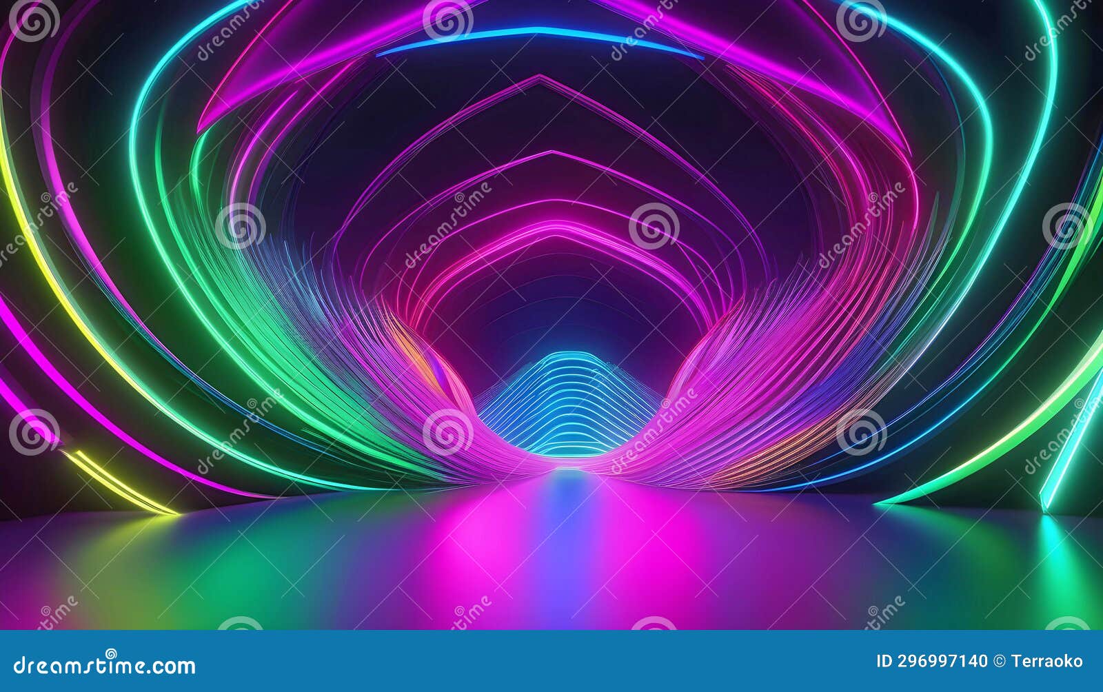 3D Rendering, Abstract Neon Background with Chaotic Lines Stock ...