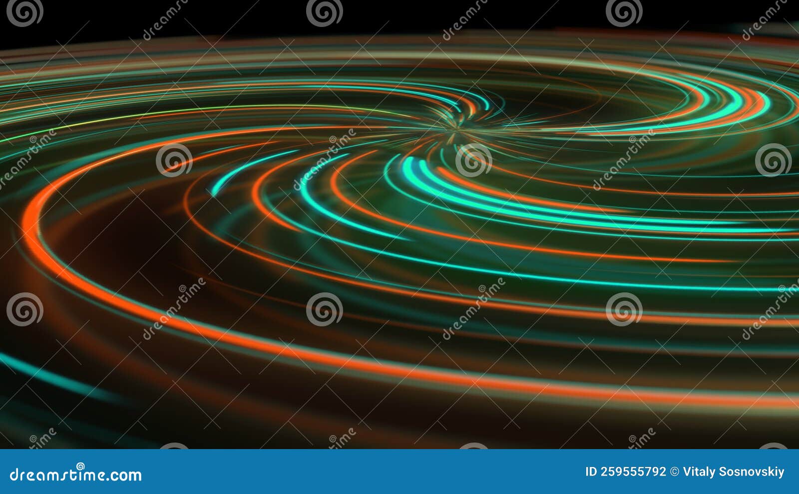 3D Rendering Abstract Neon Spiral with Reflection in the Form of Light ...