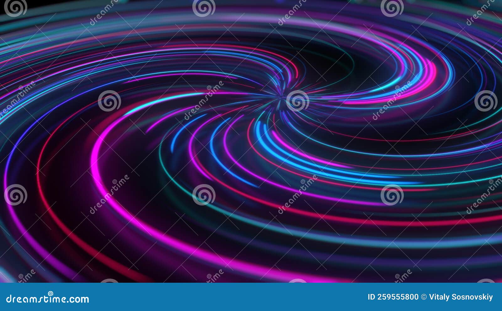 3D Rendering Abstract Neon Spiral with Reflection in the Form of Light ...