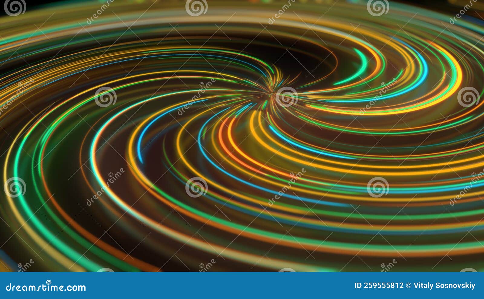 3D Rendering Abstract Neon Spiral with Reflection in the Form of Light ...