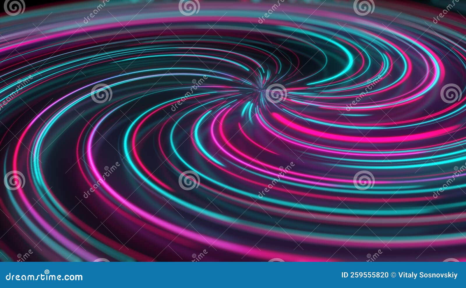 3D Rendering Abstract Neon Spiral with Reflection in the Form of Light ...