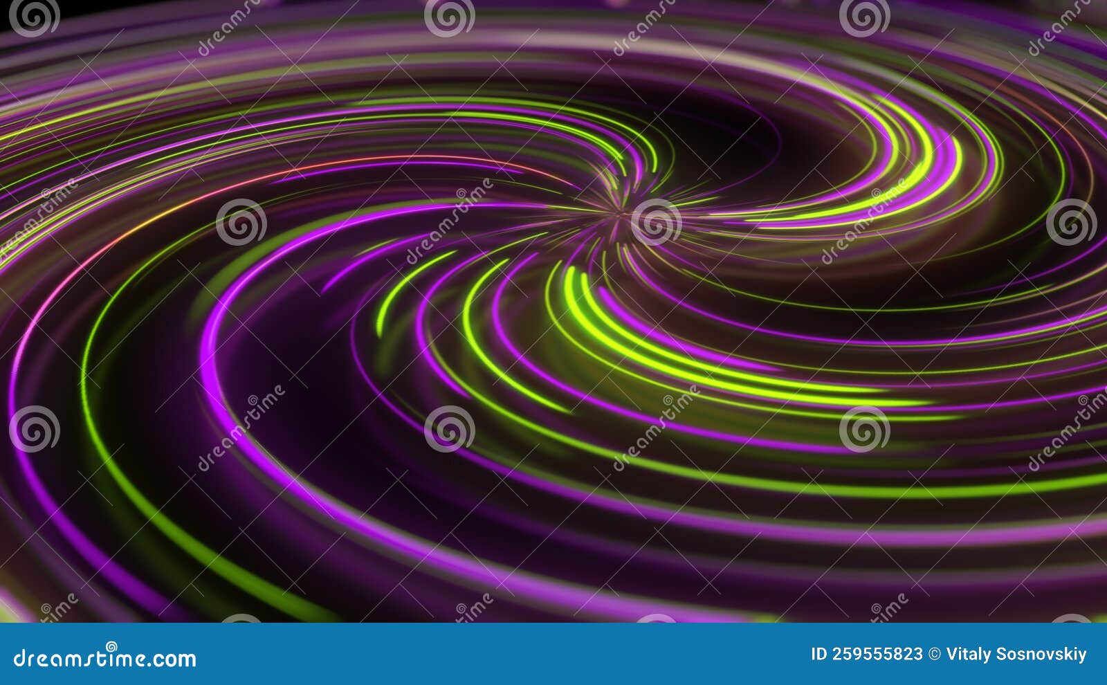 3D Rendering Abstract Neon Spiral with Reflection in the Form of Light ...